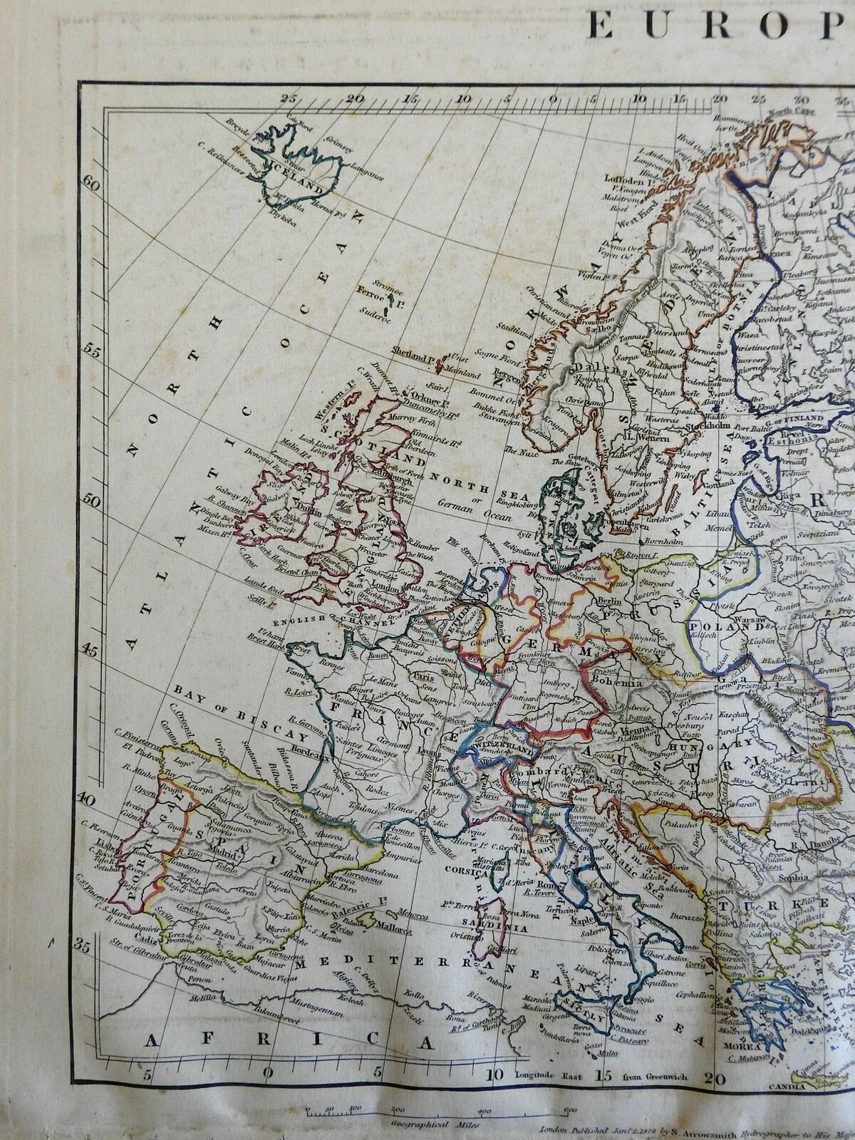 Europe Iberia France German Confederation Russia 1828 Arrowsmith ...