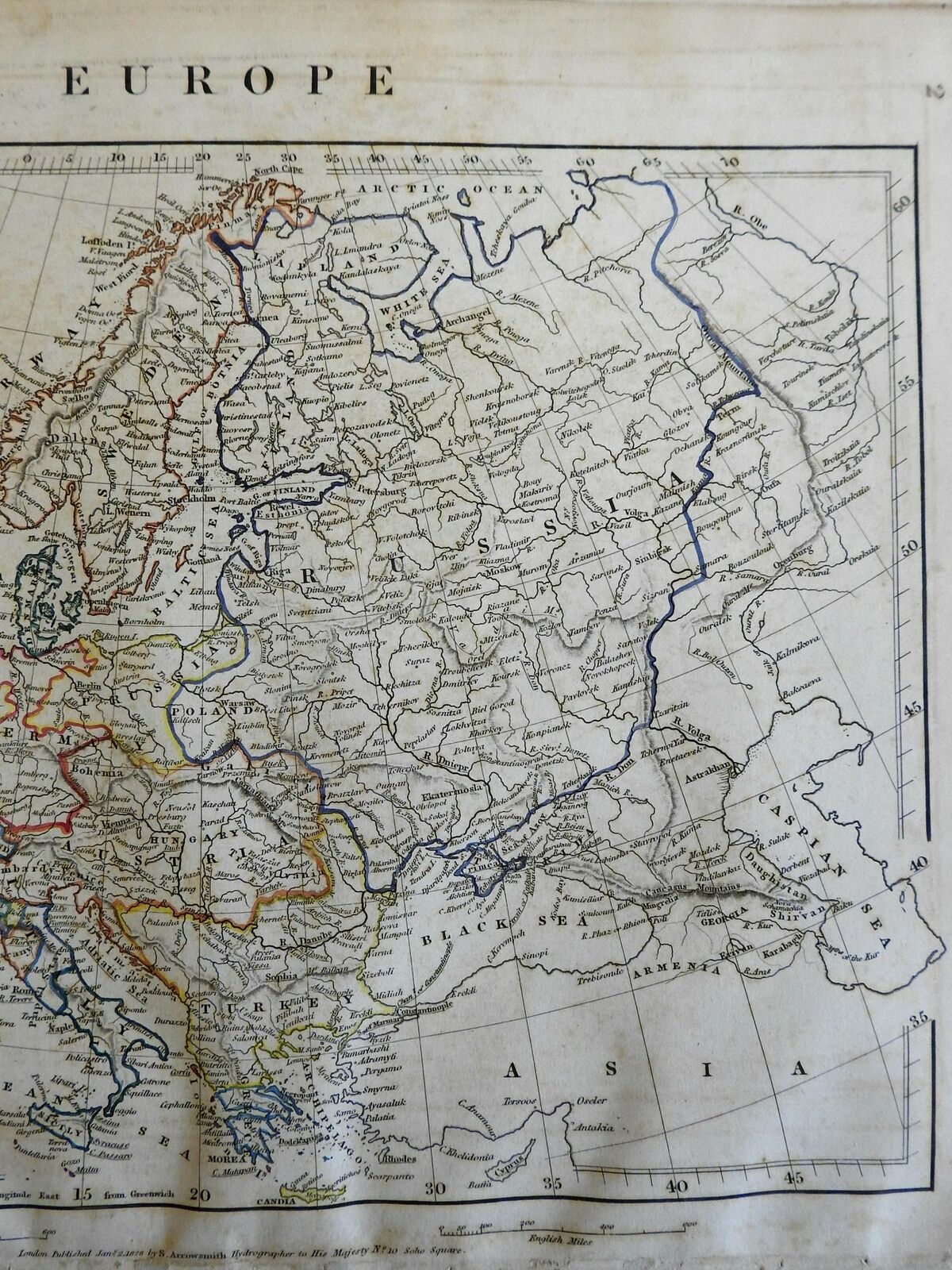 Europe Iberia France German Confederation Russia 1828 Arrowsmith ...