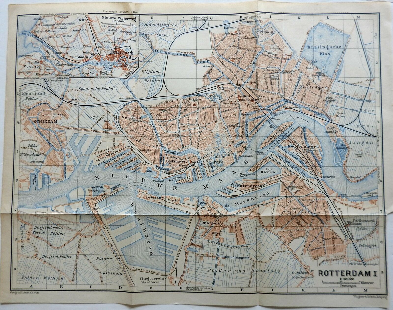 Rotterdam Detailed City Plan Holland Netherlands Canals Nieuwe Maas ...
