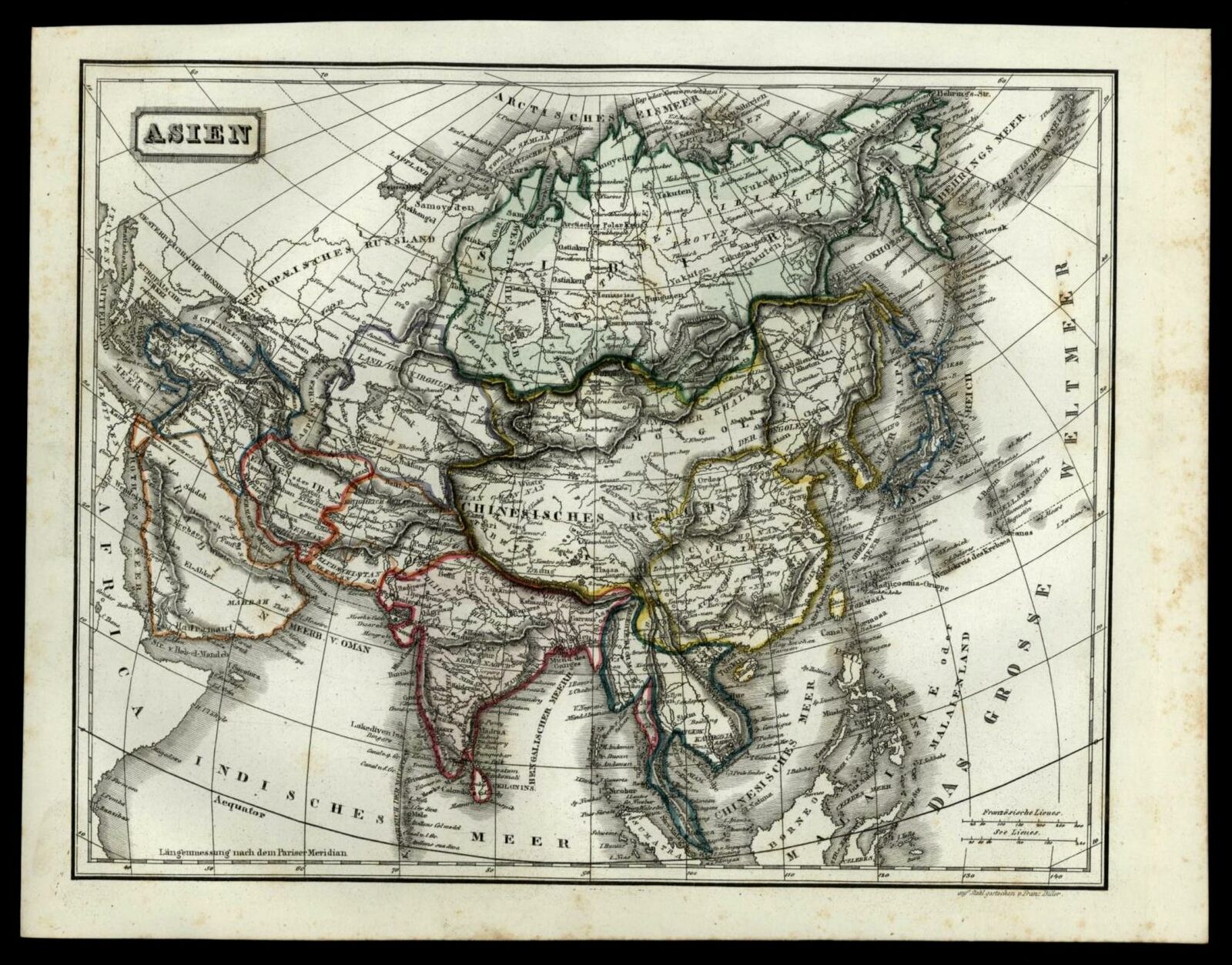 Asia Ottoman Empire Arabia China Japan China India 1854 Biller engraved ...