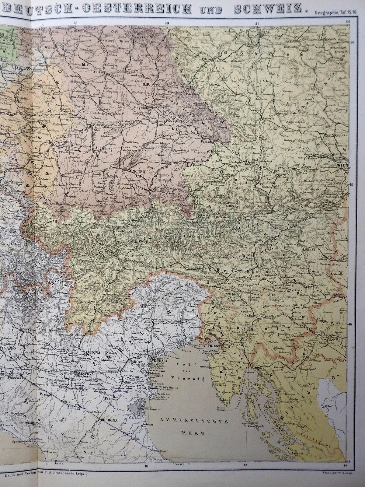 German Empire Bavaria Wurttemberg Switzerland 1874 color lithographed ...