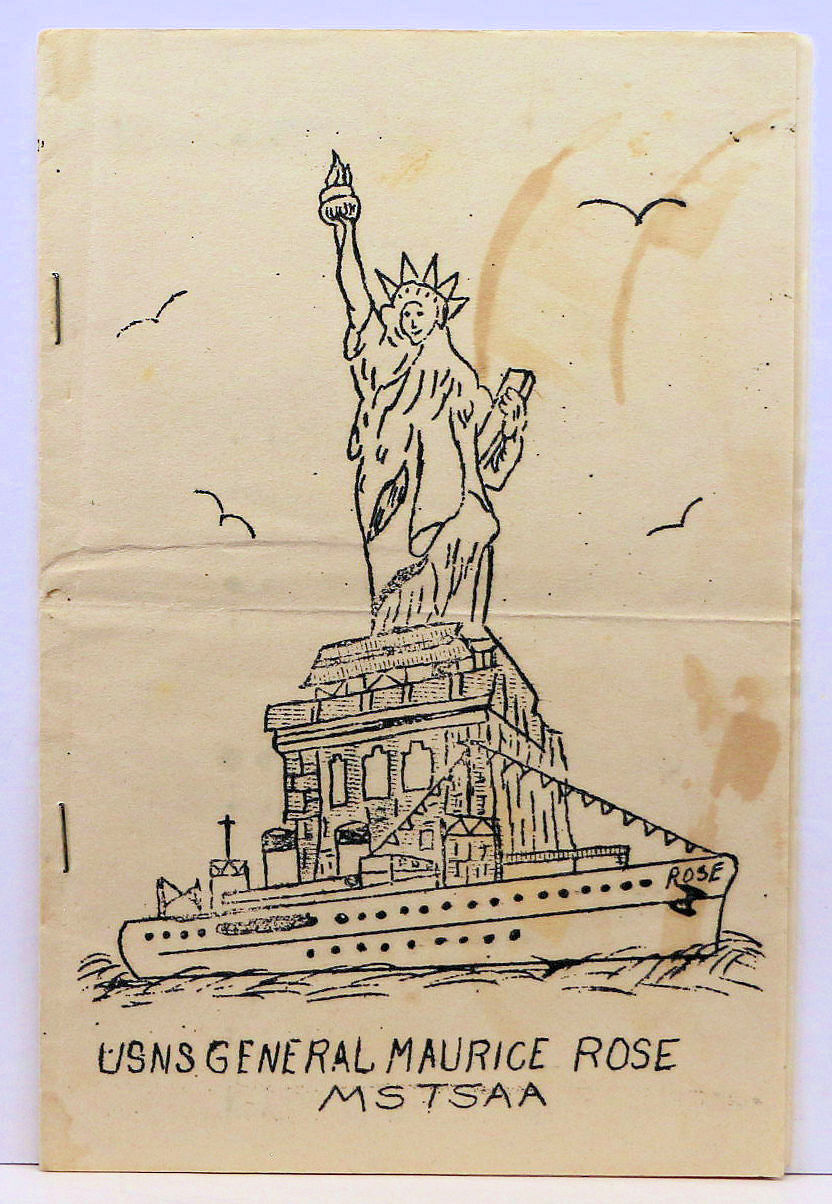 USNS GENERAL MAURICE ROSE MSTSAA FAREWELL DINNER MENU PROGRAM, THURSDAY ...