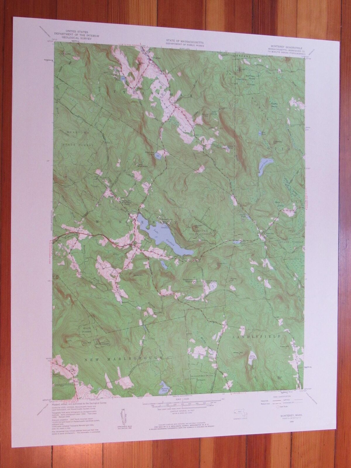 Monterey Massachusetts 1960 Original Vintage USGS Topo Map: (1960) Map ...