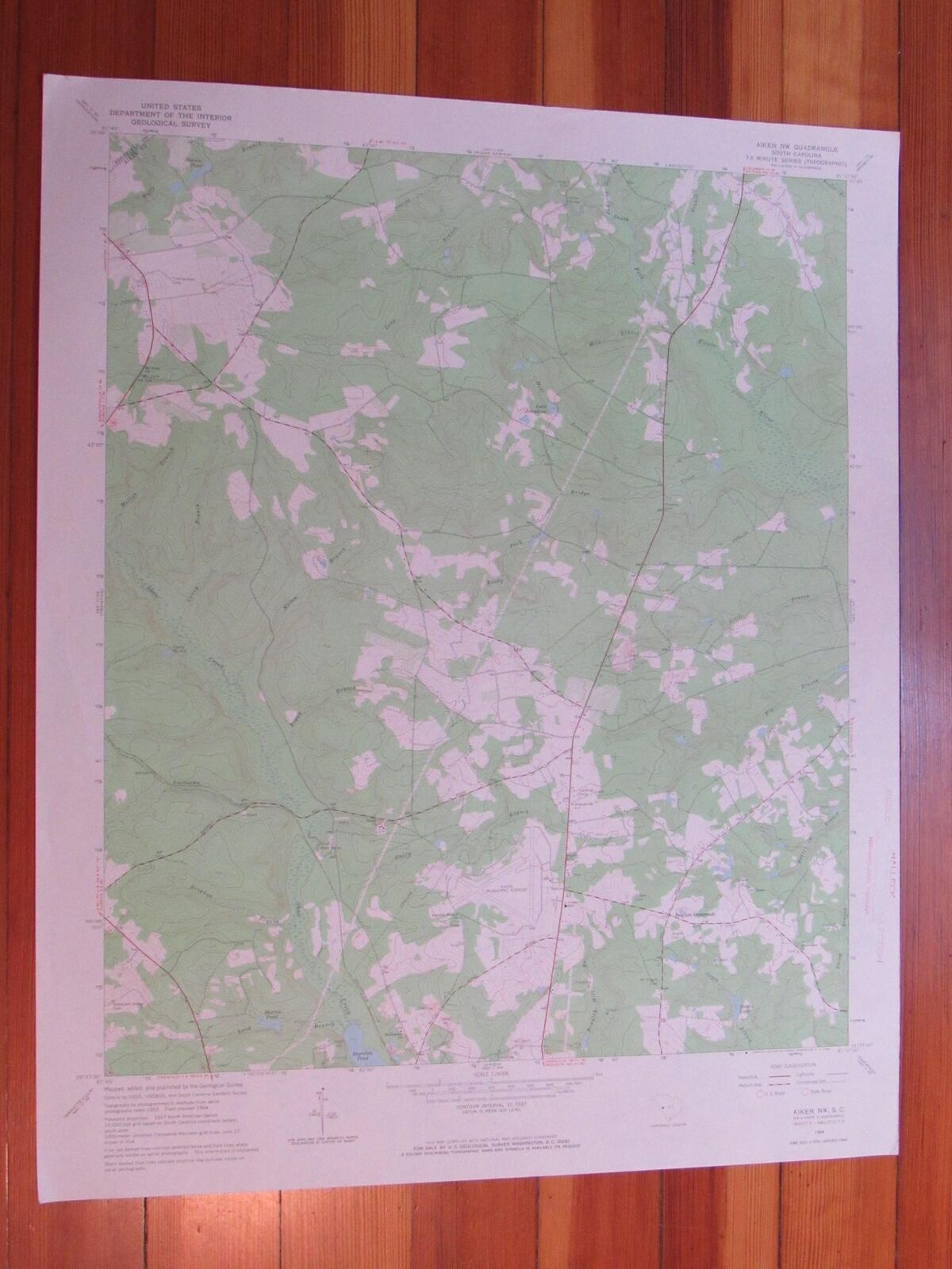 Aiken NW South Carolina 1965 Original Vintage USGS Topo Map: (1965 ...