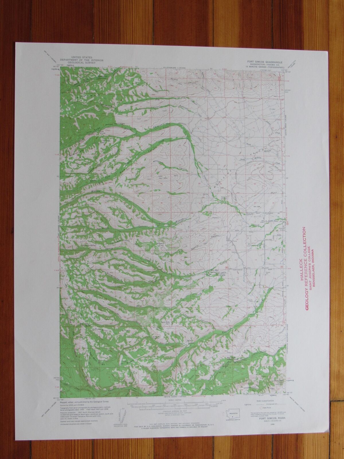Fort Simcoe Washington 1960 Original Vintage USGS Topo Map: (1960) Map ...