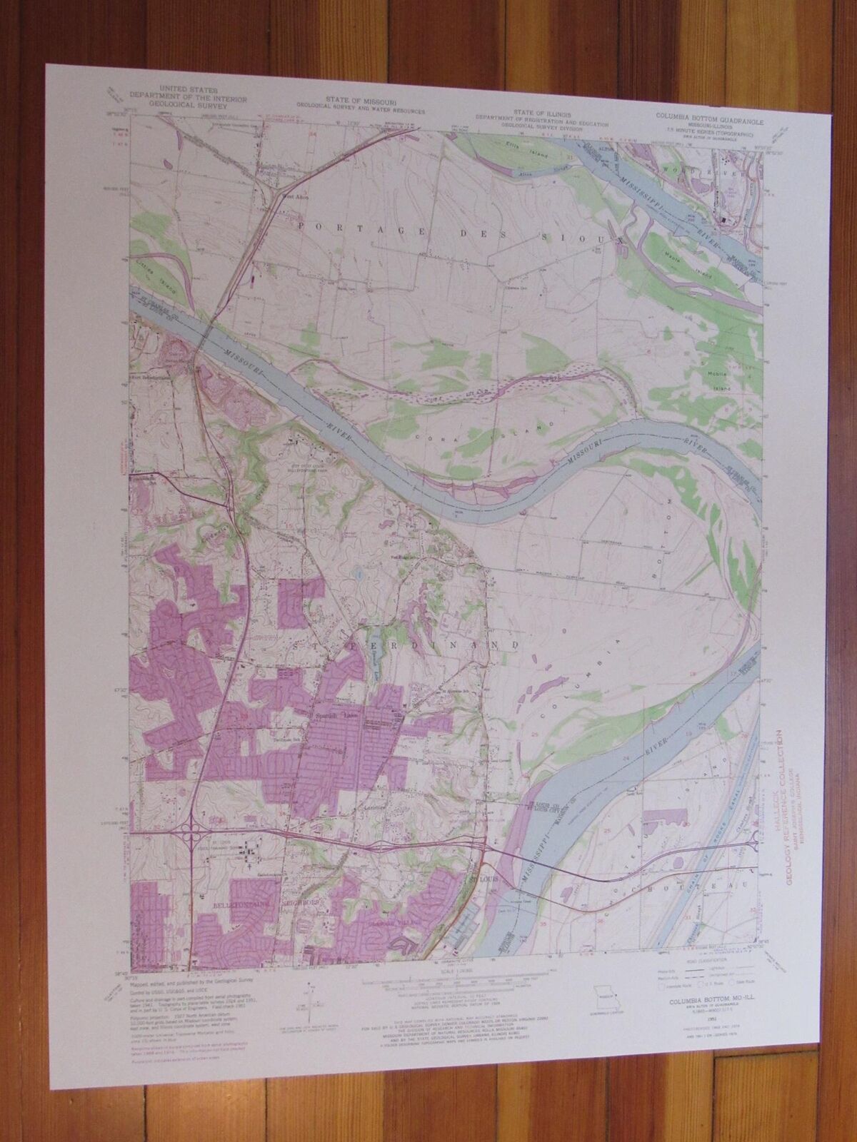 Columbia Bottom Missouri 1975 Original Vintage USGS Topo Map: (1975 ...