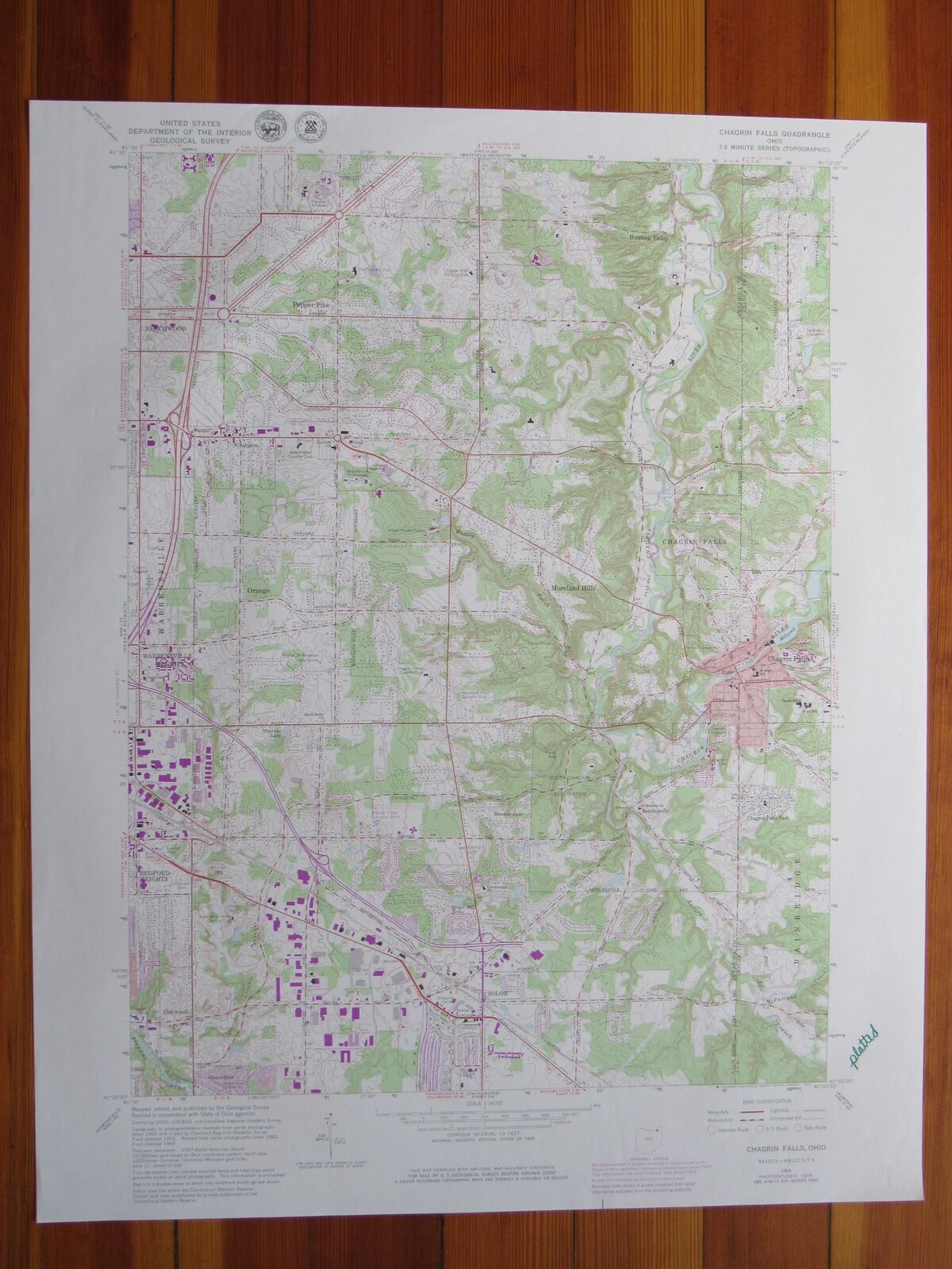 Chagrin Falls Ohio 1980 Original Vintage USGS Topo Map: (1980) Map ...