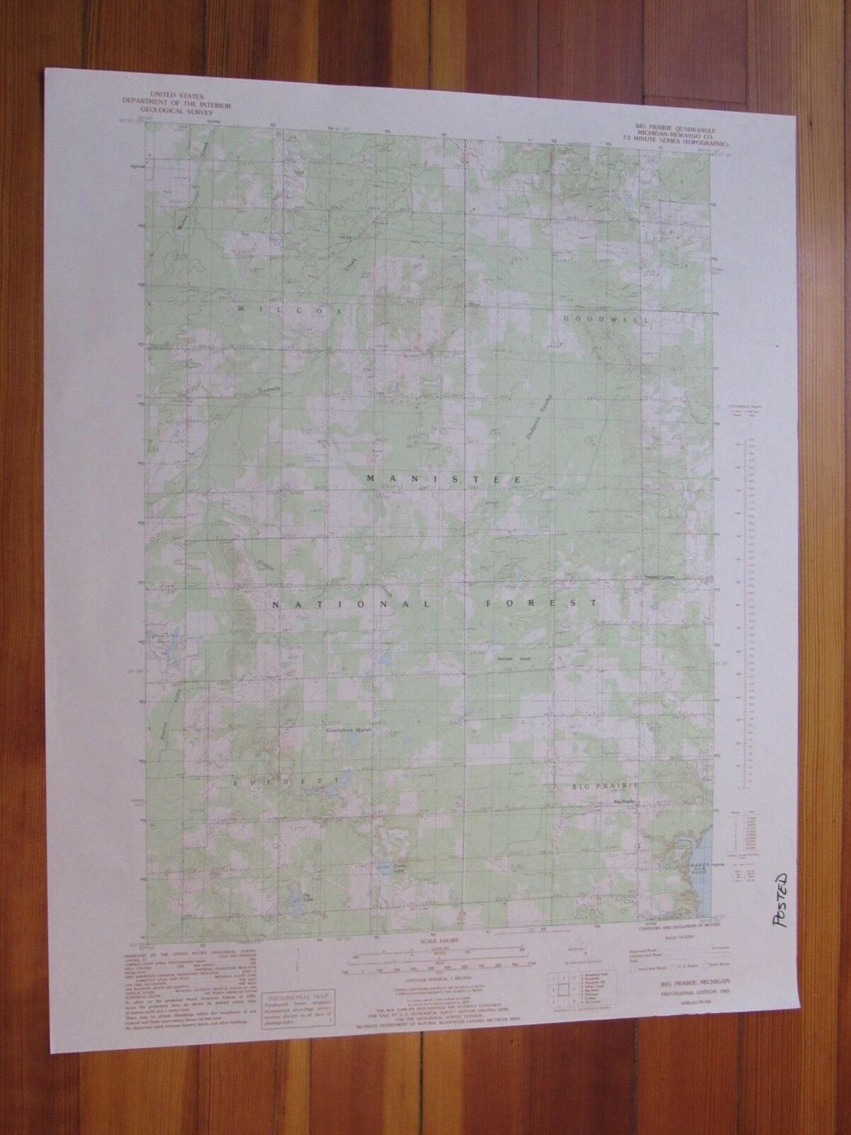 Big Prairie Michigan 1985 Original Vintage USGS Topo Map: (1985) Map ...