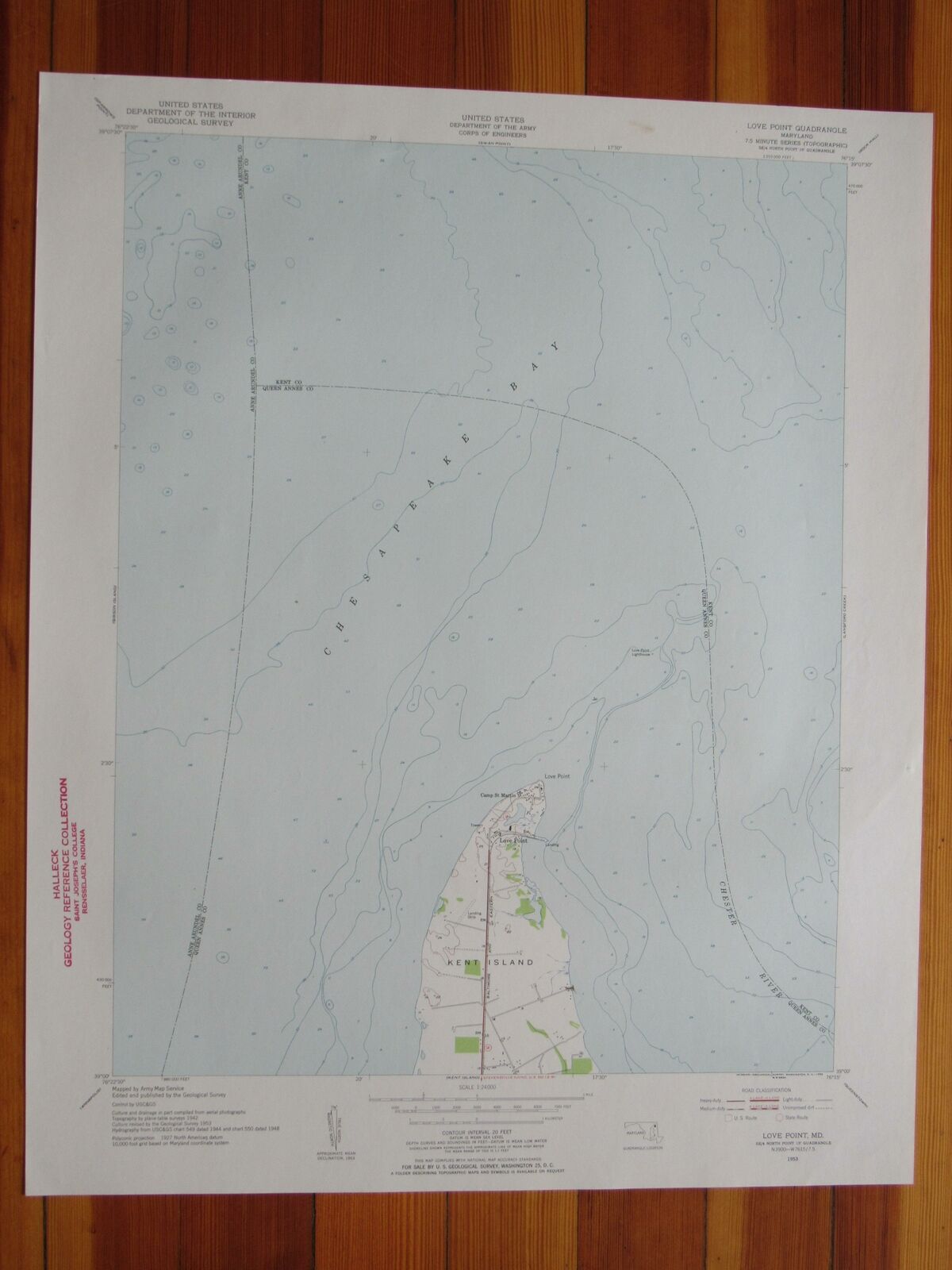 Love Point Maryland 1955 Original Vintage USGS Topo Map: (1955) Map ...
