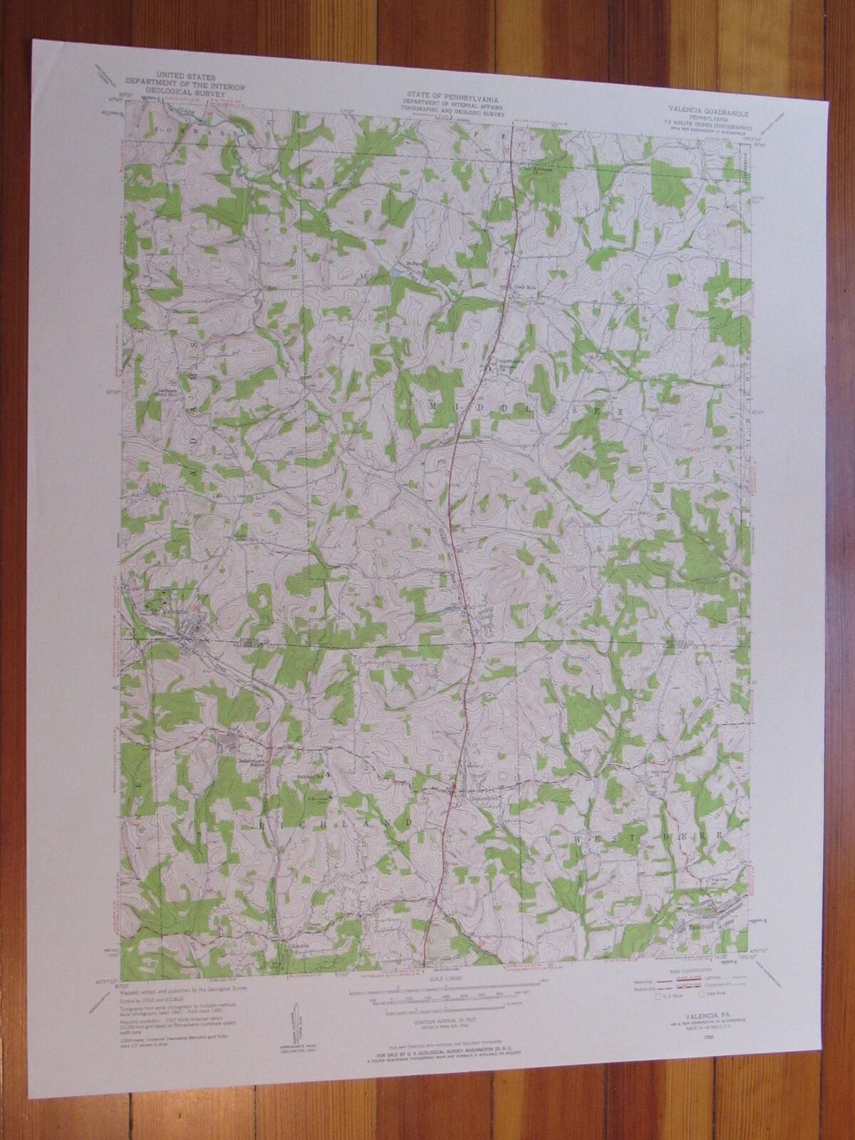 Valencia Pennsylvania 1958 Original Vintage USGS Topo Map: (1958) Map ...