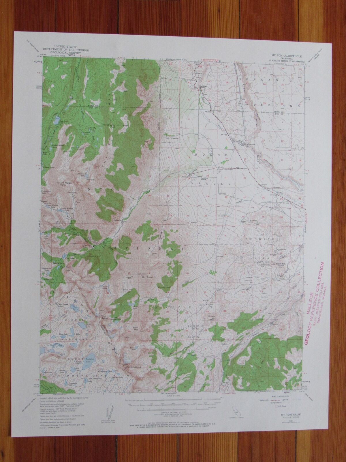 Mount Tom California 1960 Original Vintage USGS Topo Map: (1960) Map ...