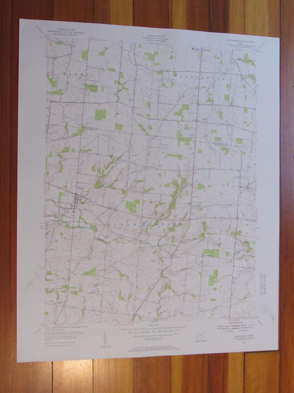 Springboro Ohio 1956 Original Vintage USGS Topo Map: (1956) Map ...