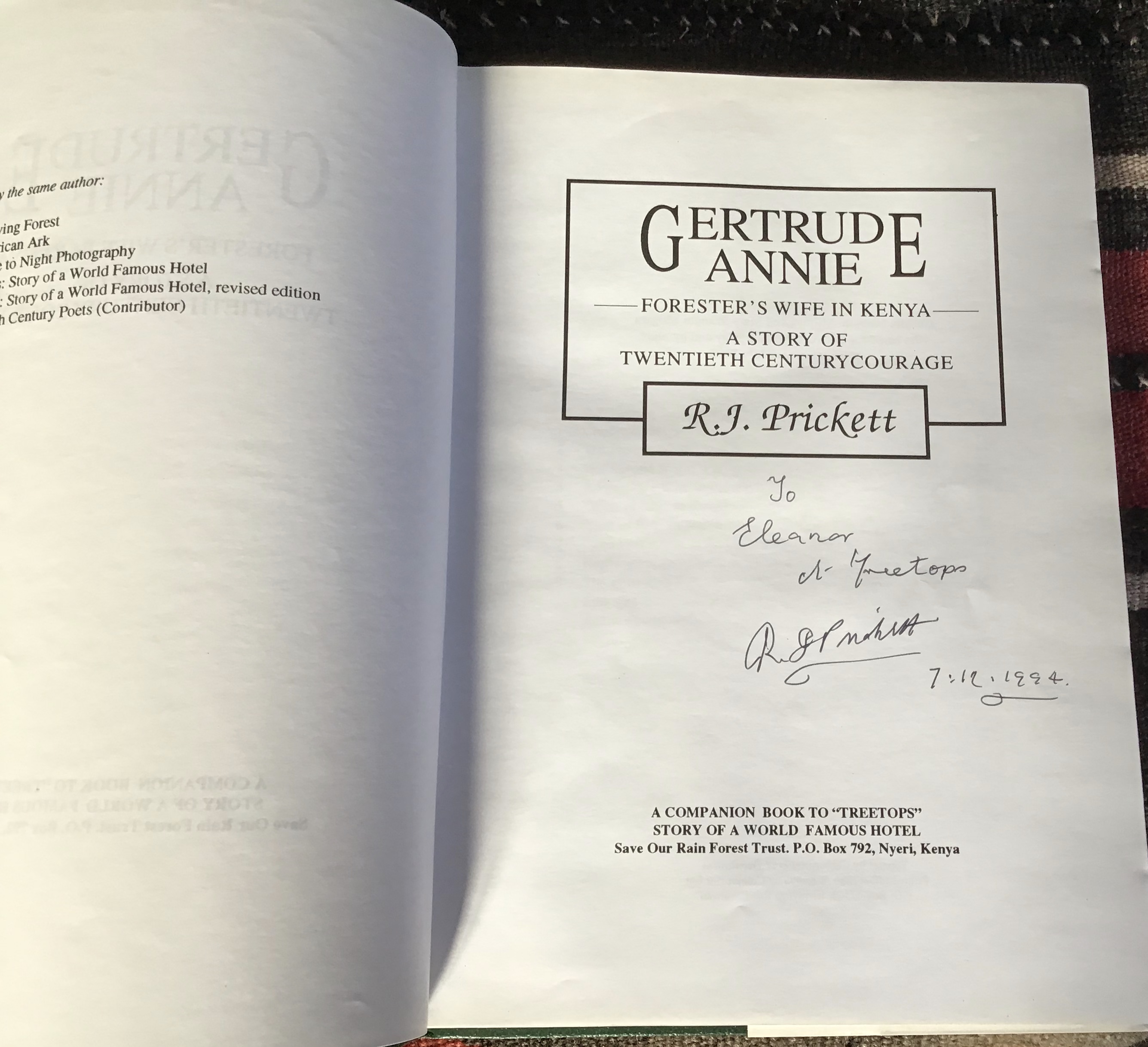 Gertrude Annie, Forester s Wife In Kenya by Pricked, R J: Very Good ...