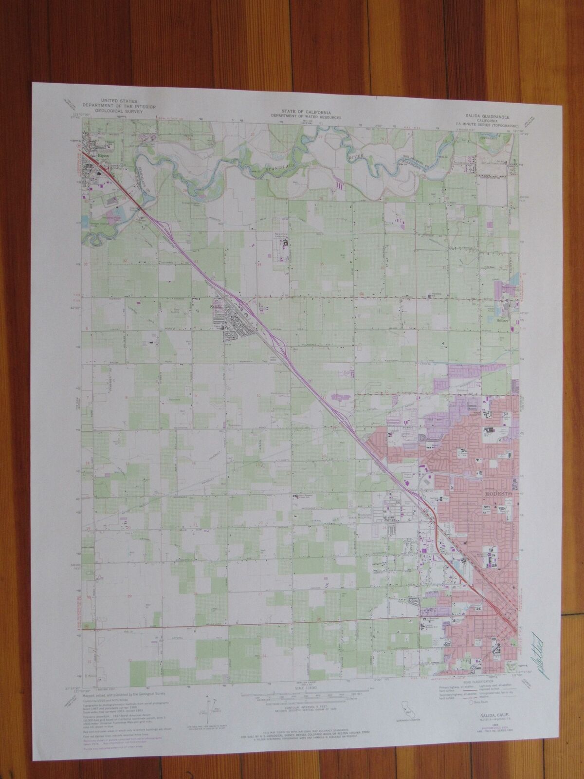 Salida California 1977 Original Vintage USGS Topo Map: (1977) Map ...