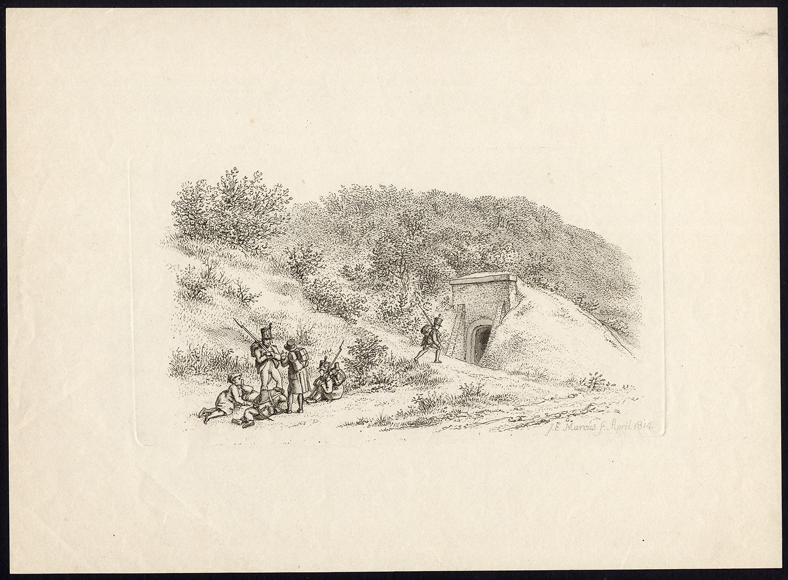 Antique Master Print-NAPOLEONIC-SOLDIER-BUNKER-Marcus-Marcus-1814: No ...