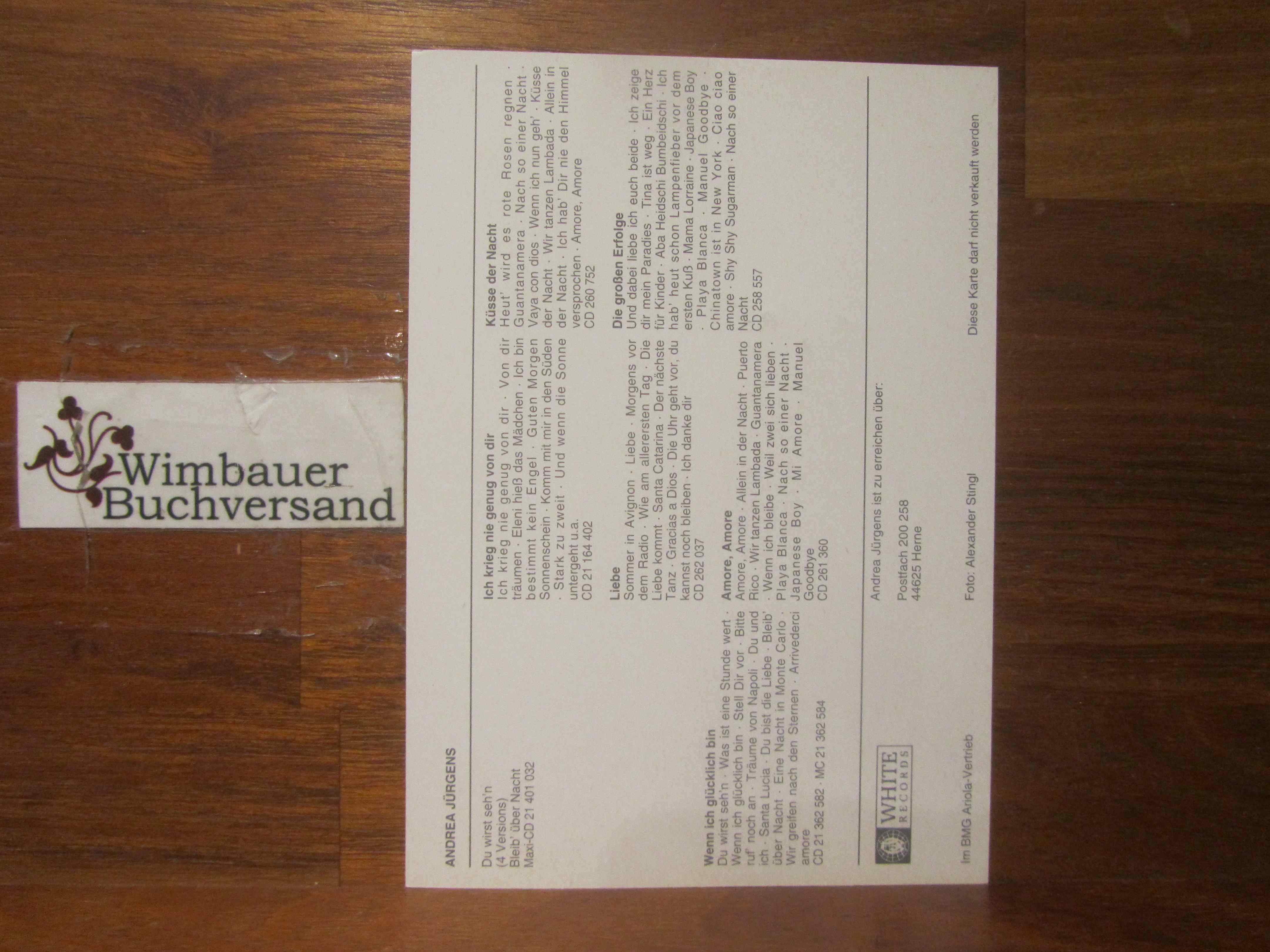 Original Autogramm Andrea Jürgens (1967-2017) /// Autogramm Autograph ...