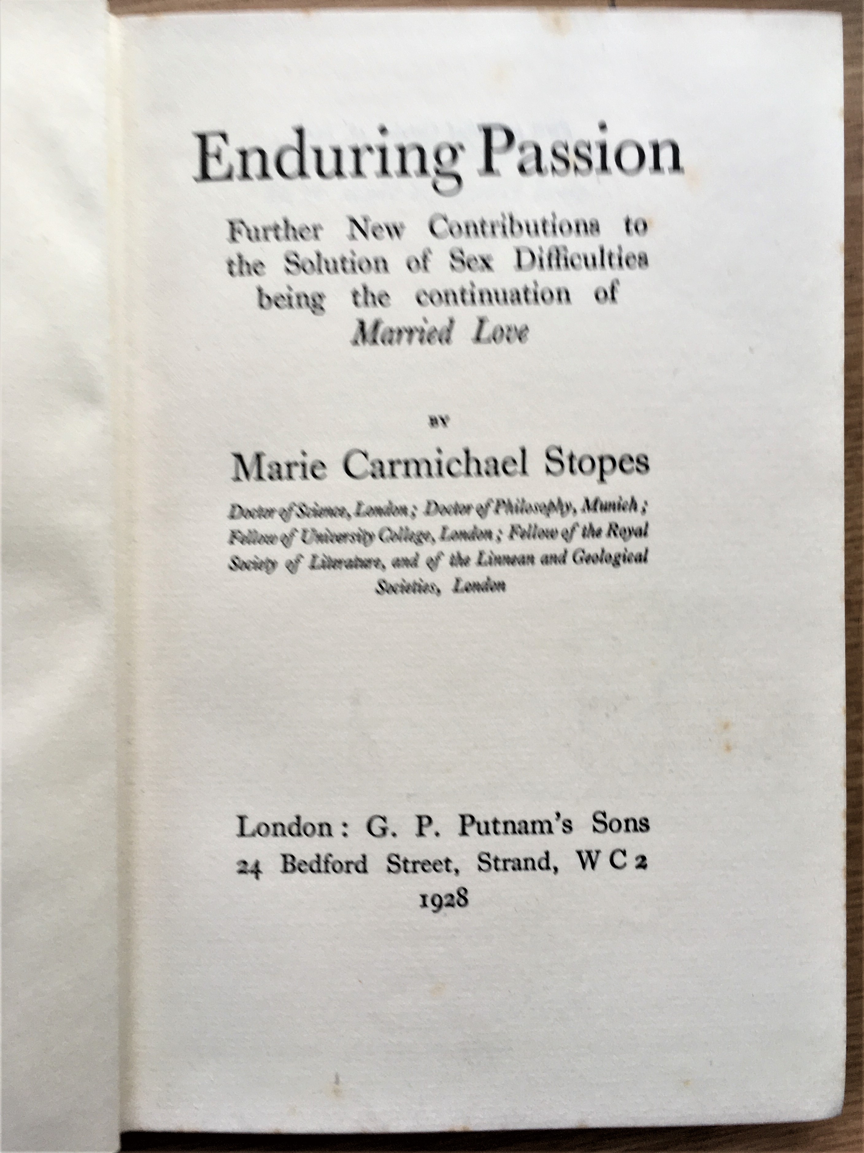 Enduring Passion Further New Contributions To The Solution Of Sex