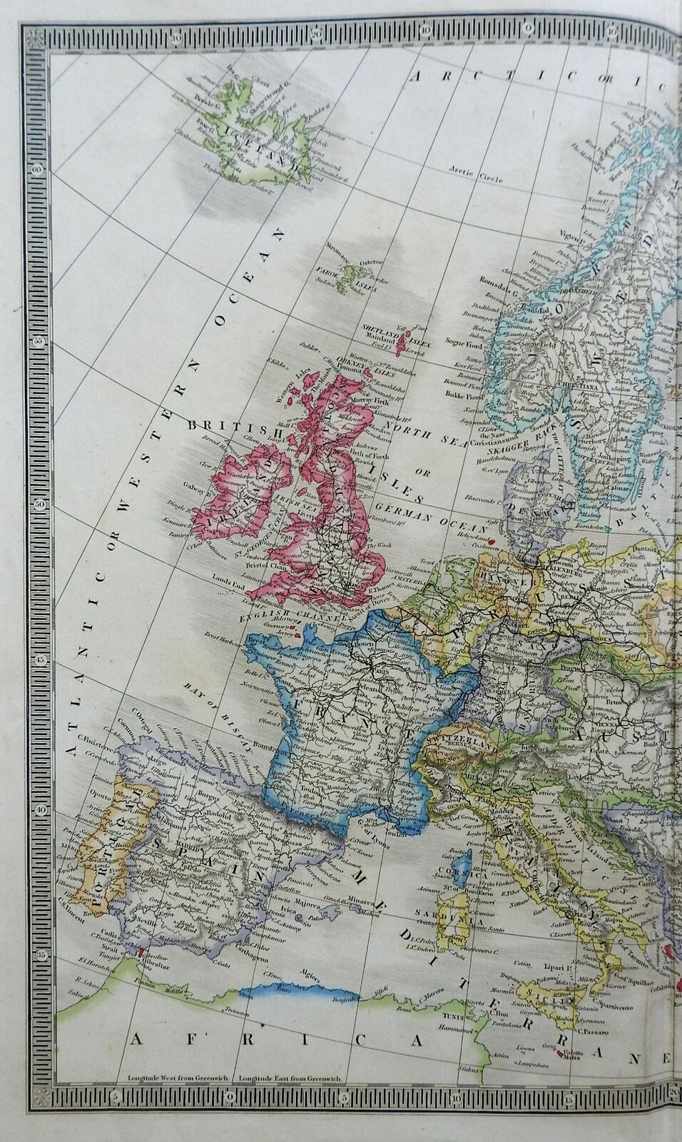 Europe Iberia British Isles Austria Ottoman Empire c. 1845 Dower ...