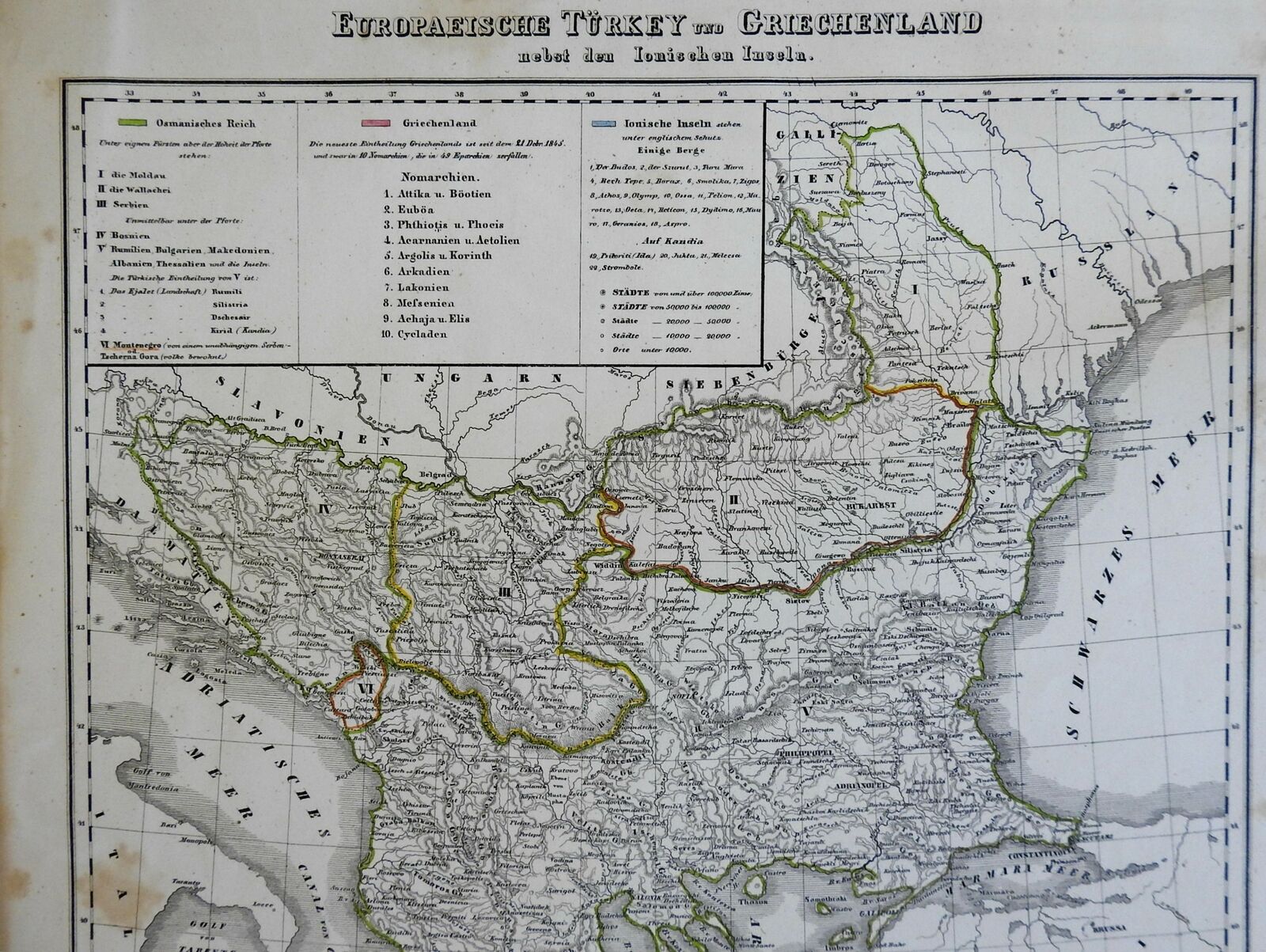 Ottoman Empire Balkans Kingdom of Greece Albania Serbia 1850 Flemming ...