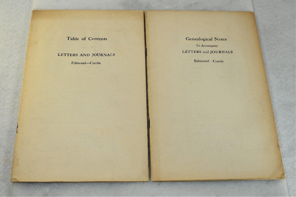 LETTERS AND JOURNALS by Judge William Edmond; Judge Holbrook Curtis ...