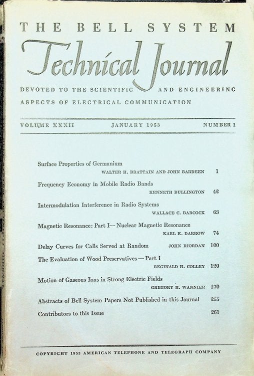 Surface Properties of Germanium IN The Bell System Technical Journal ...