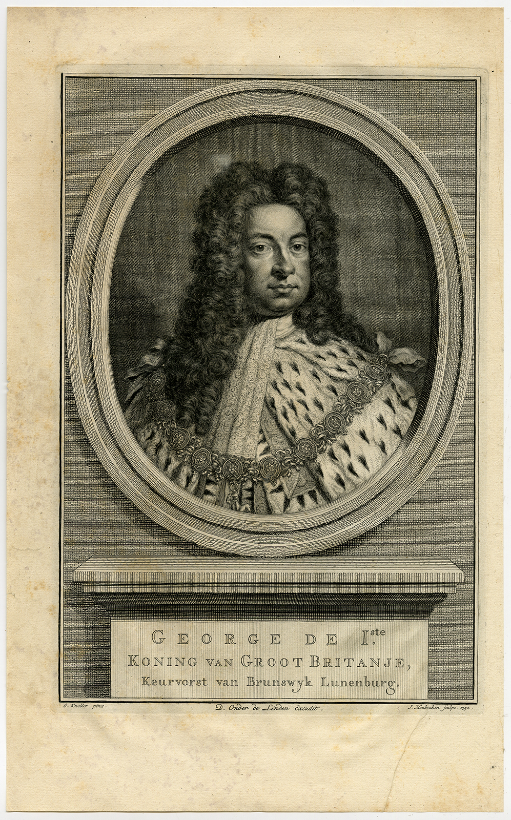 Antique Print-GEORGE THE IST-ENGLAND-Kneller-Houbraken-1752: (1752) Art ...