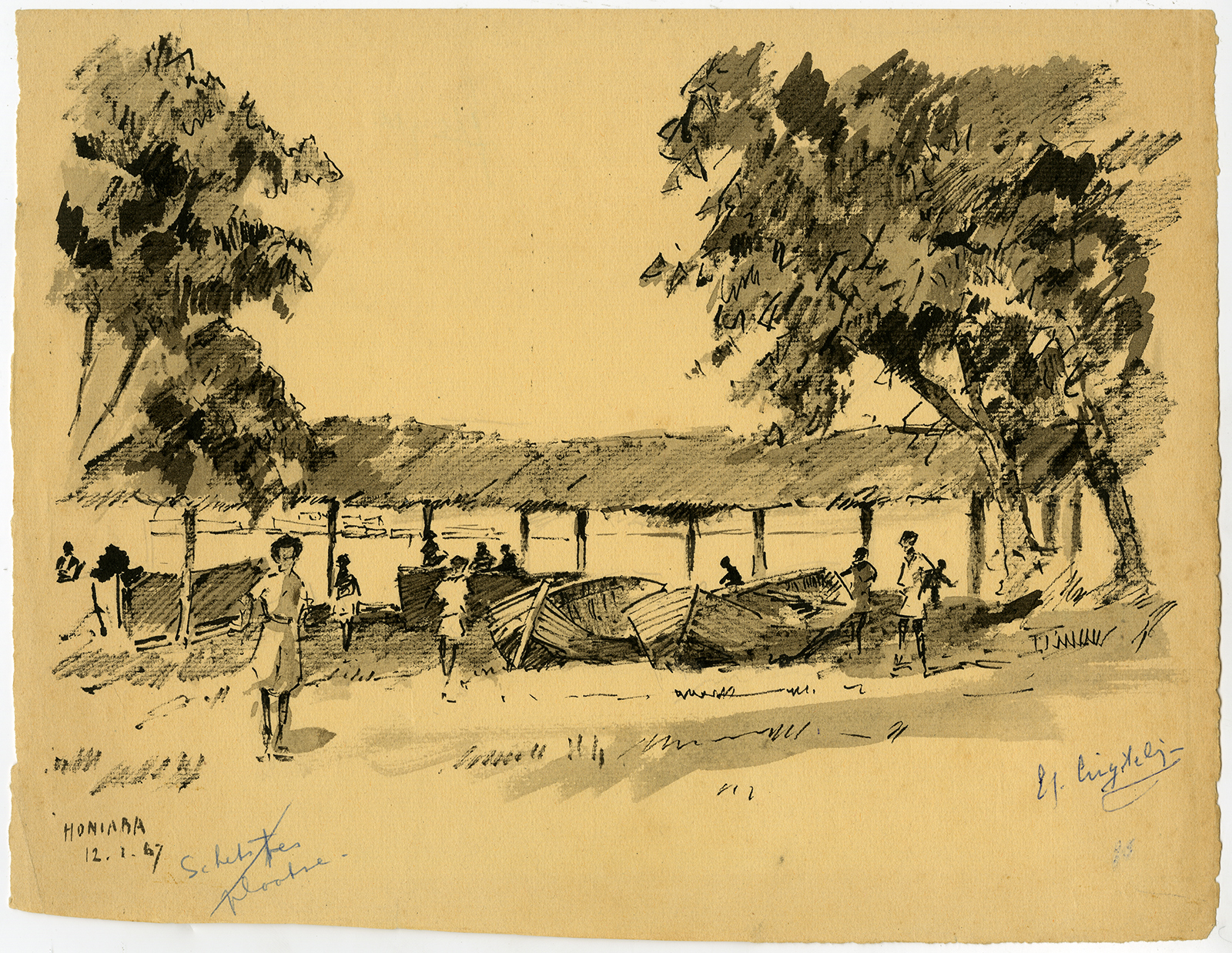 Antique Drawing-HONARIA-SOLOMON ISLANDS-GUADALCANAL-Ligtelijn-1967 ...