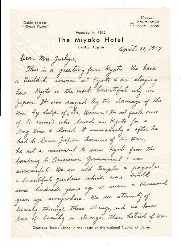 Collection of letters from Sadako Sumitomo of Tokyo to Mrs. Clyde R ...