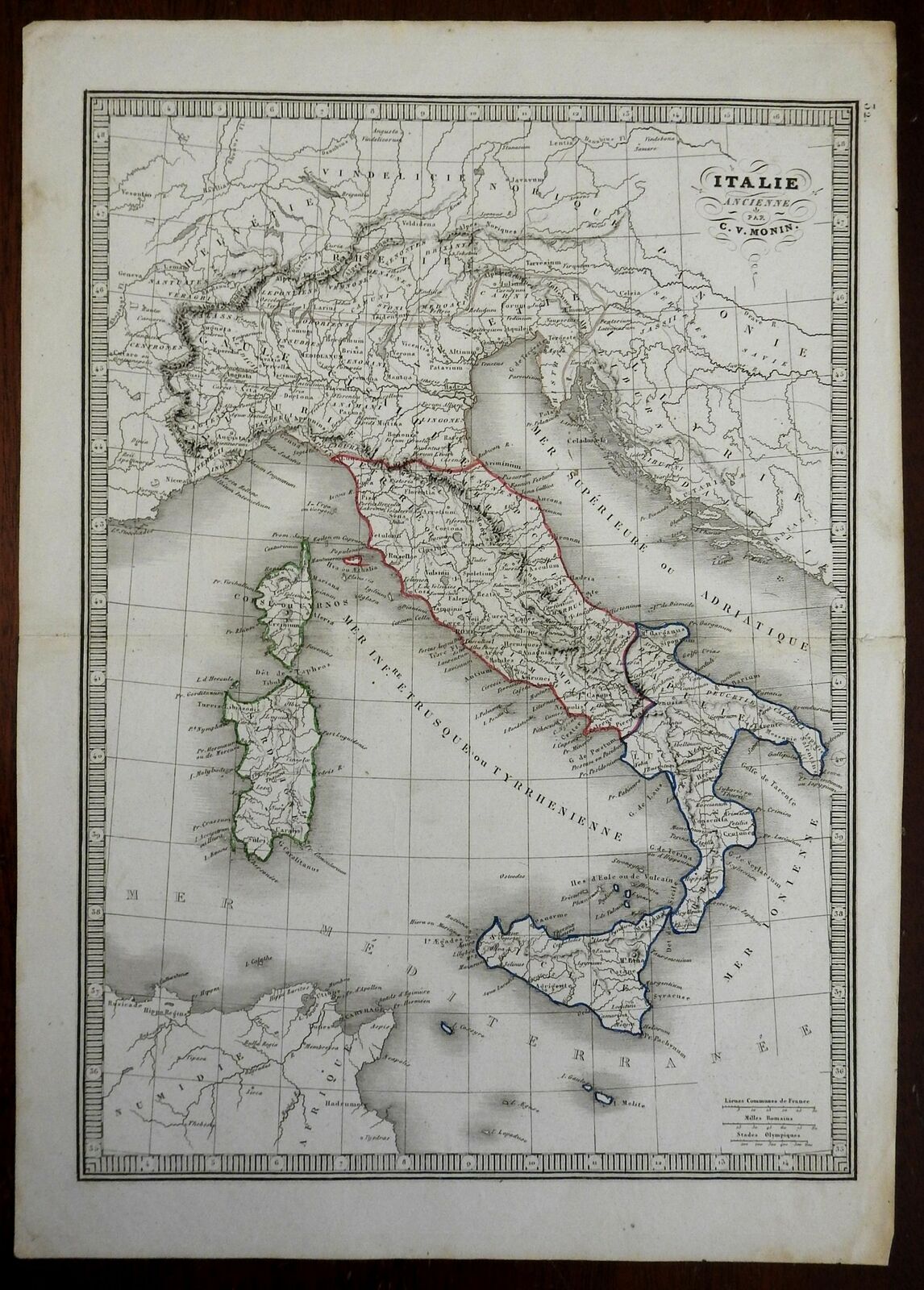 Ancient Italy Cisalpine Gaul Roman Empire Sicily 1850 Monin map: (1850 ...