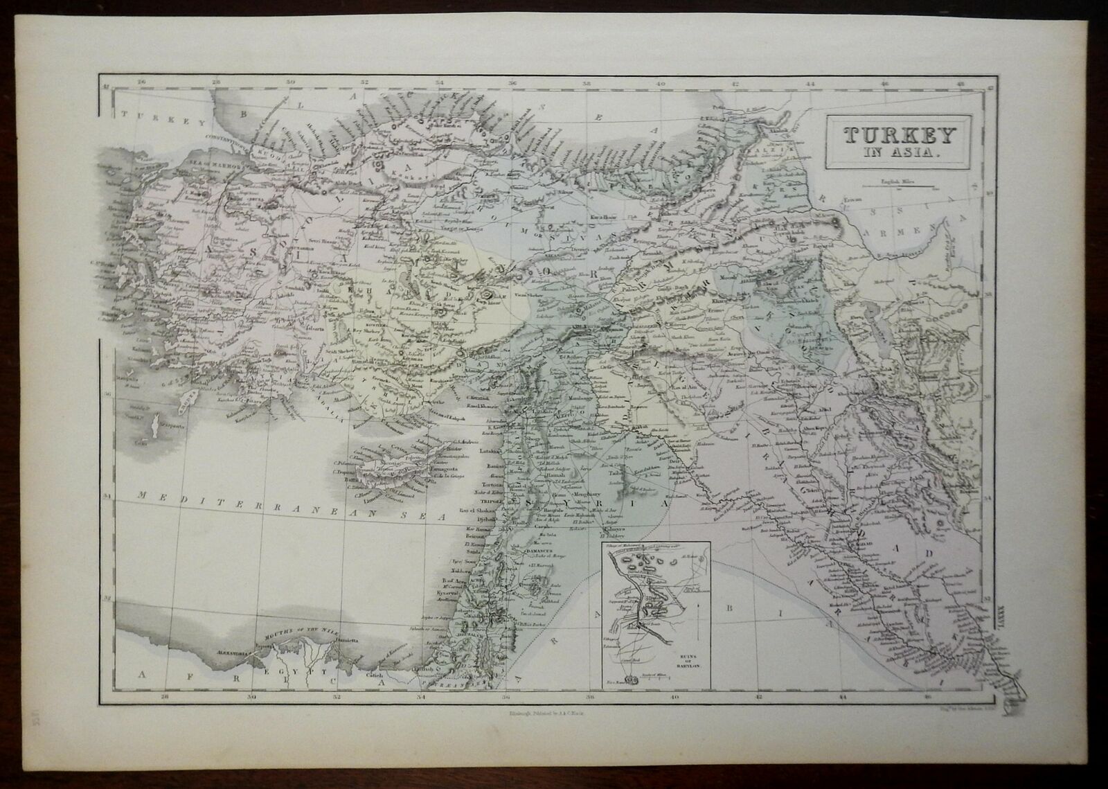 Ottoman Empire Anatolia Armenia Syria Mesopotamia Holy Land 1856 Black ...