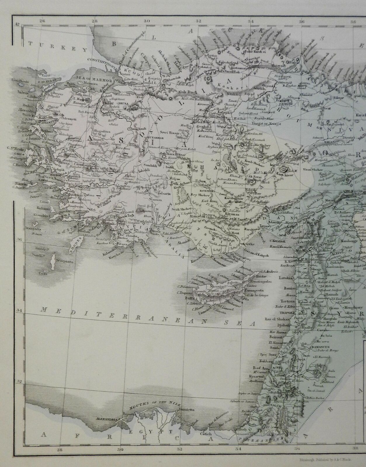 Ottoman Empire Anatolia Armenia Syria Mesopotamia Holy Land 1856 Black ...