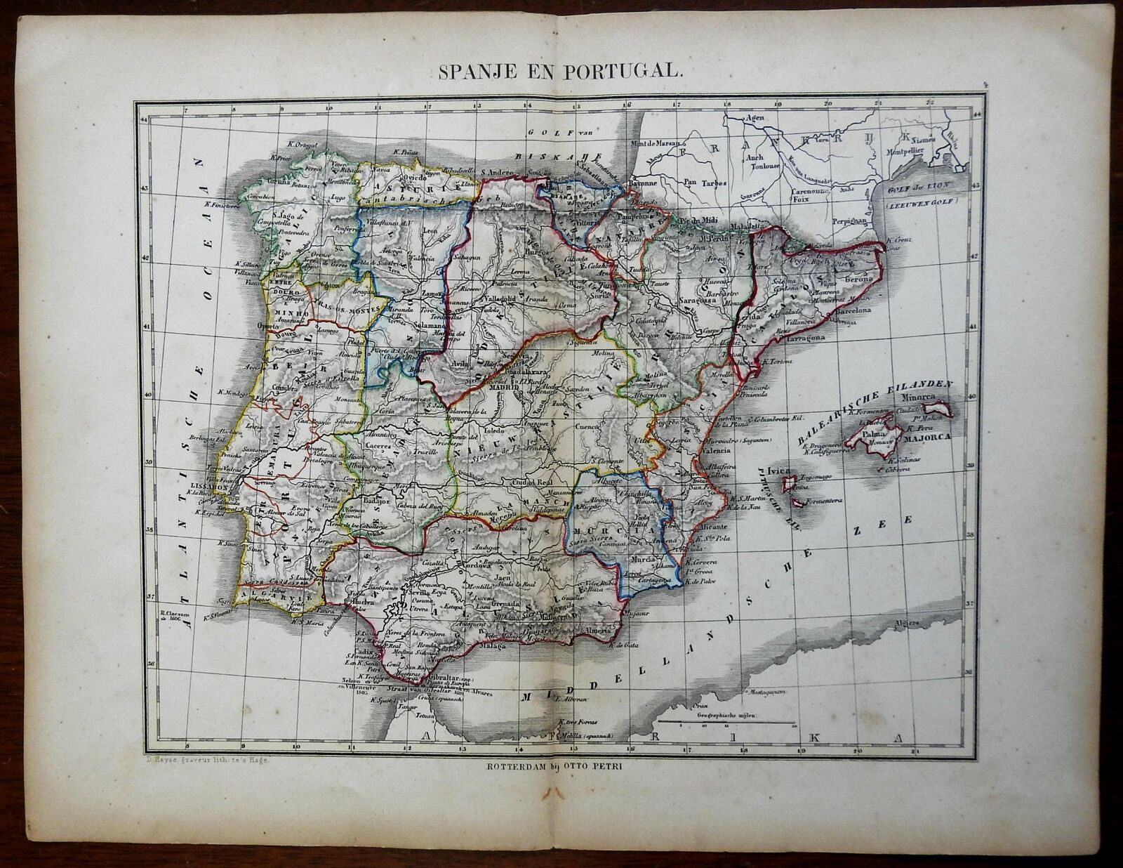 Iberian Peninsula Spain & Portugal Leon Catalonia Galicia c. 1850 Otto ...