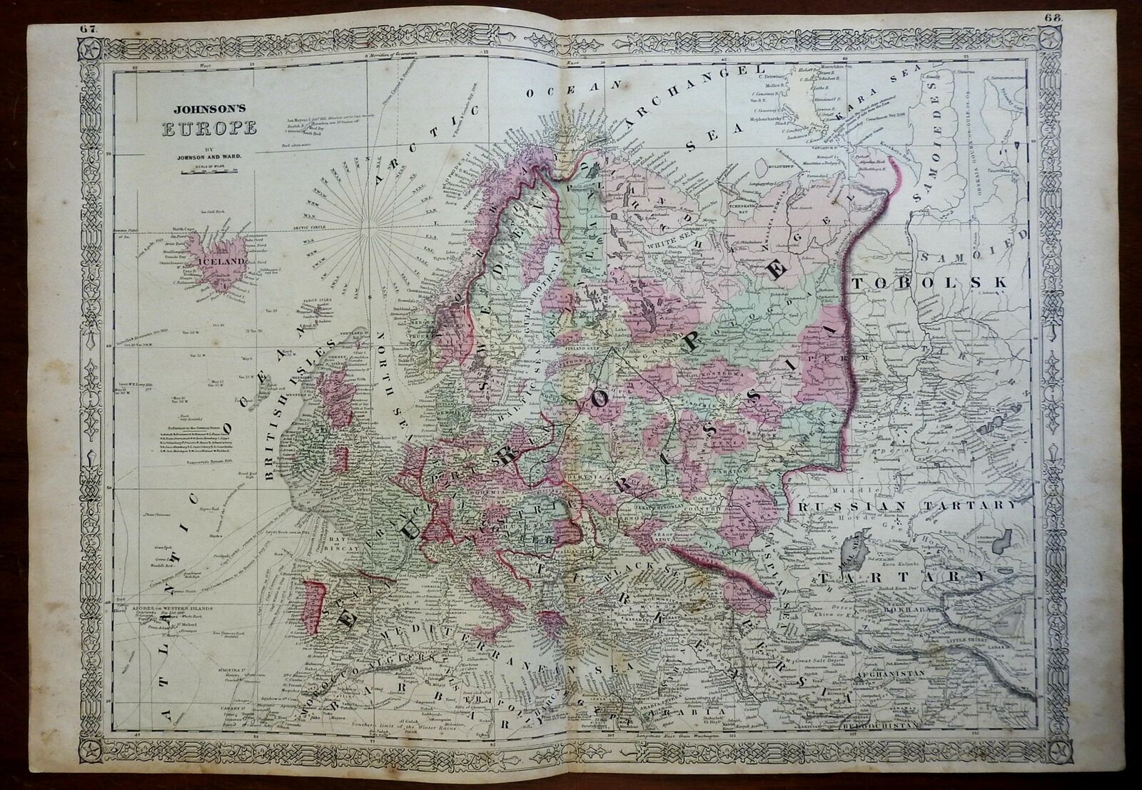 Europe France Ottoman Empire Italy Iberia 1864 Johnson & Ward civil war ...