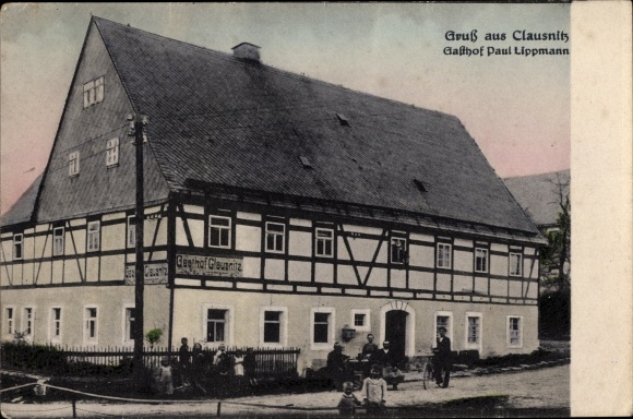 Ansichtskarte / Postkarte Claußnitz in Mittelsachsen, Gasthof - Inh ...