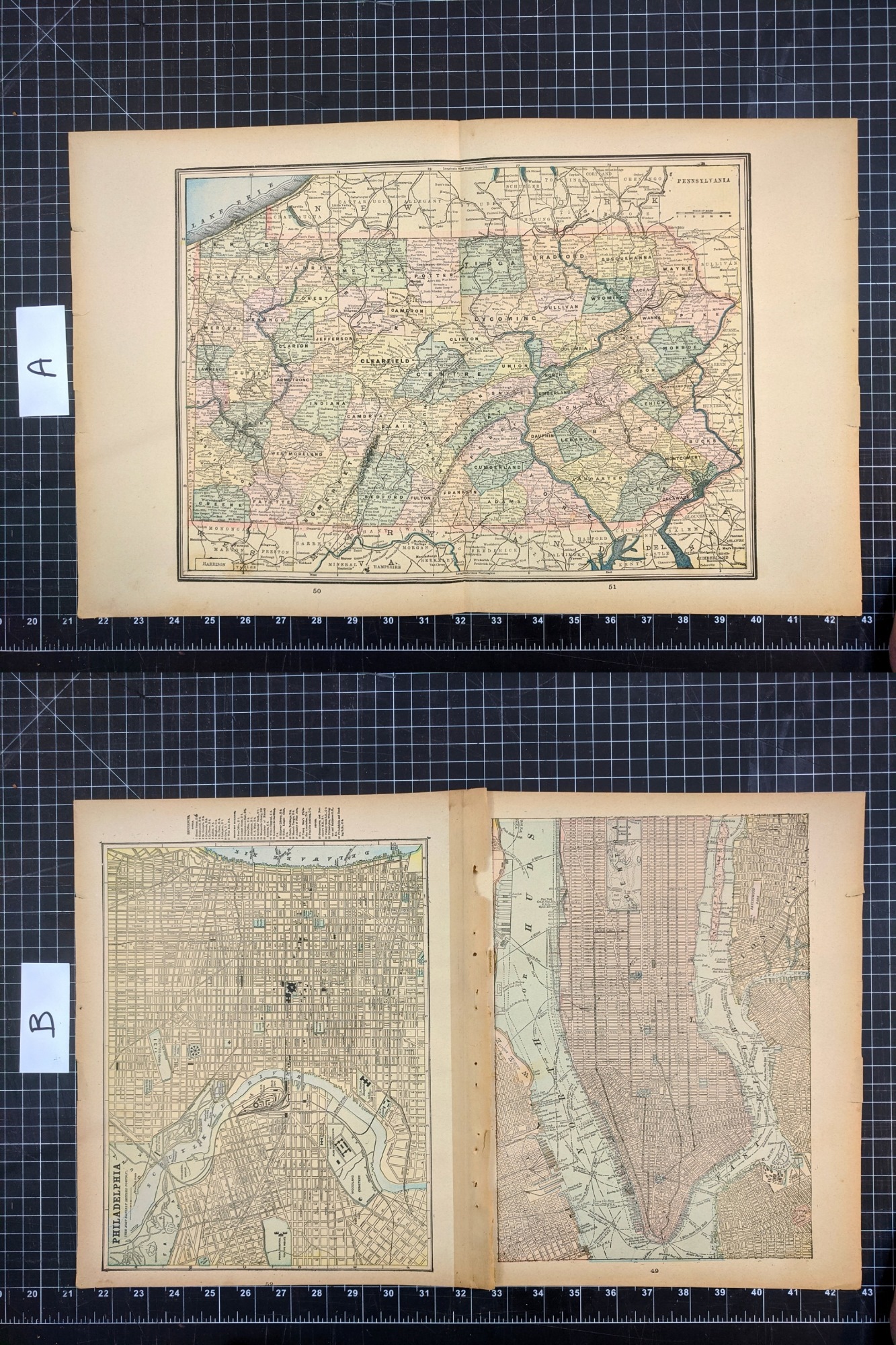 1887 Original Color Map: PENNSYLVANIA (also Philadelphia and Lower ...