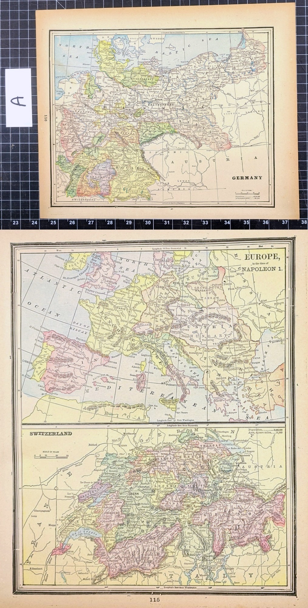 1887 Original Color Map: GERMANY (also Europe under Napoleon 1 and ...