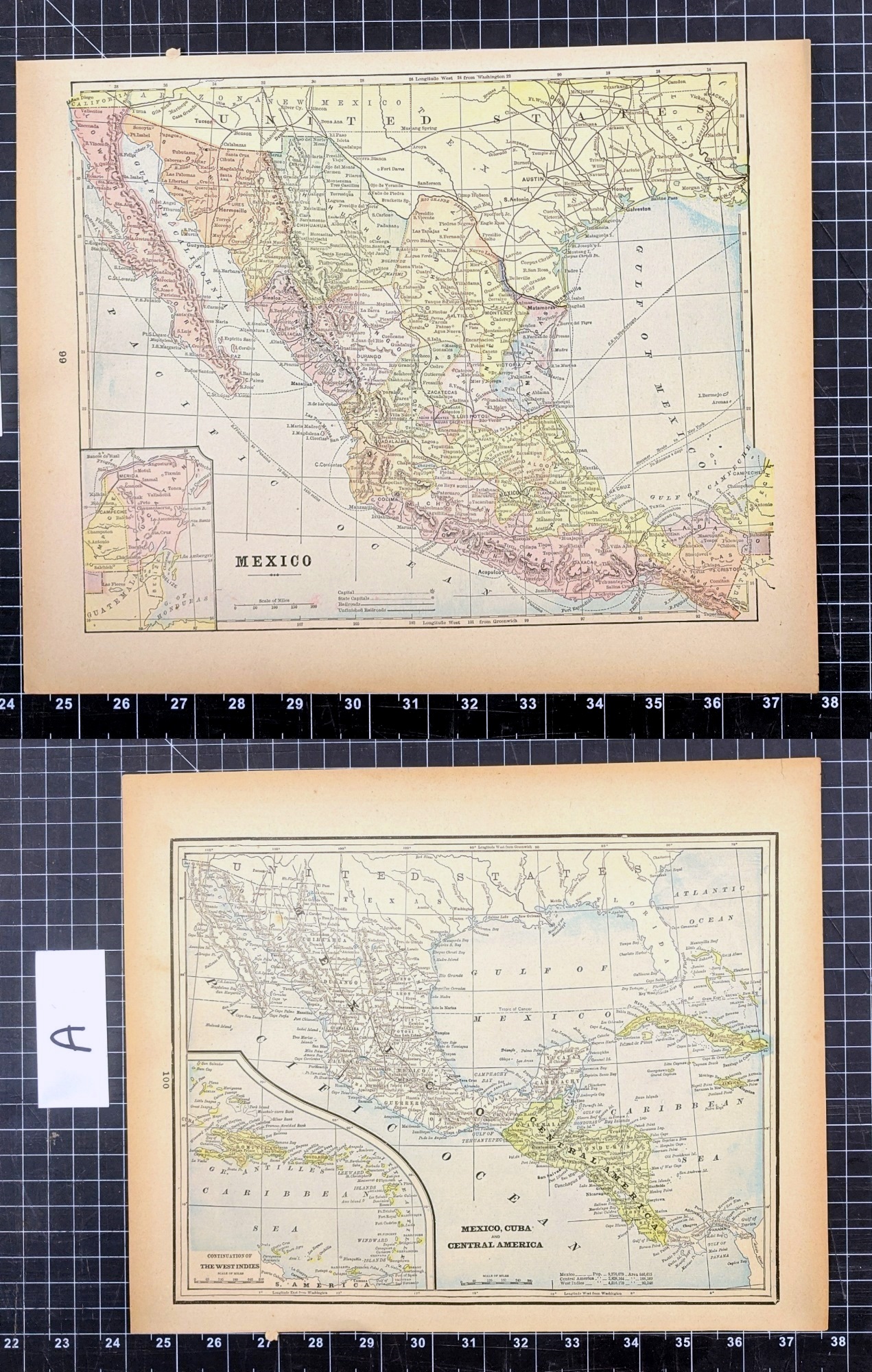 1887 Original Color Map: MEXICO (also Mexico, Cuba and Central America ...