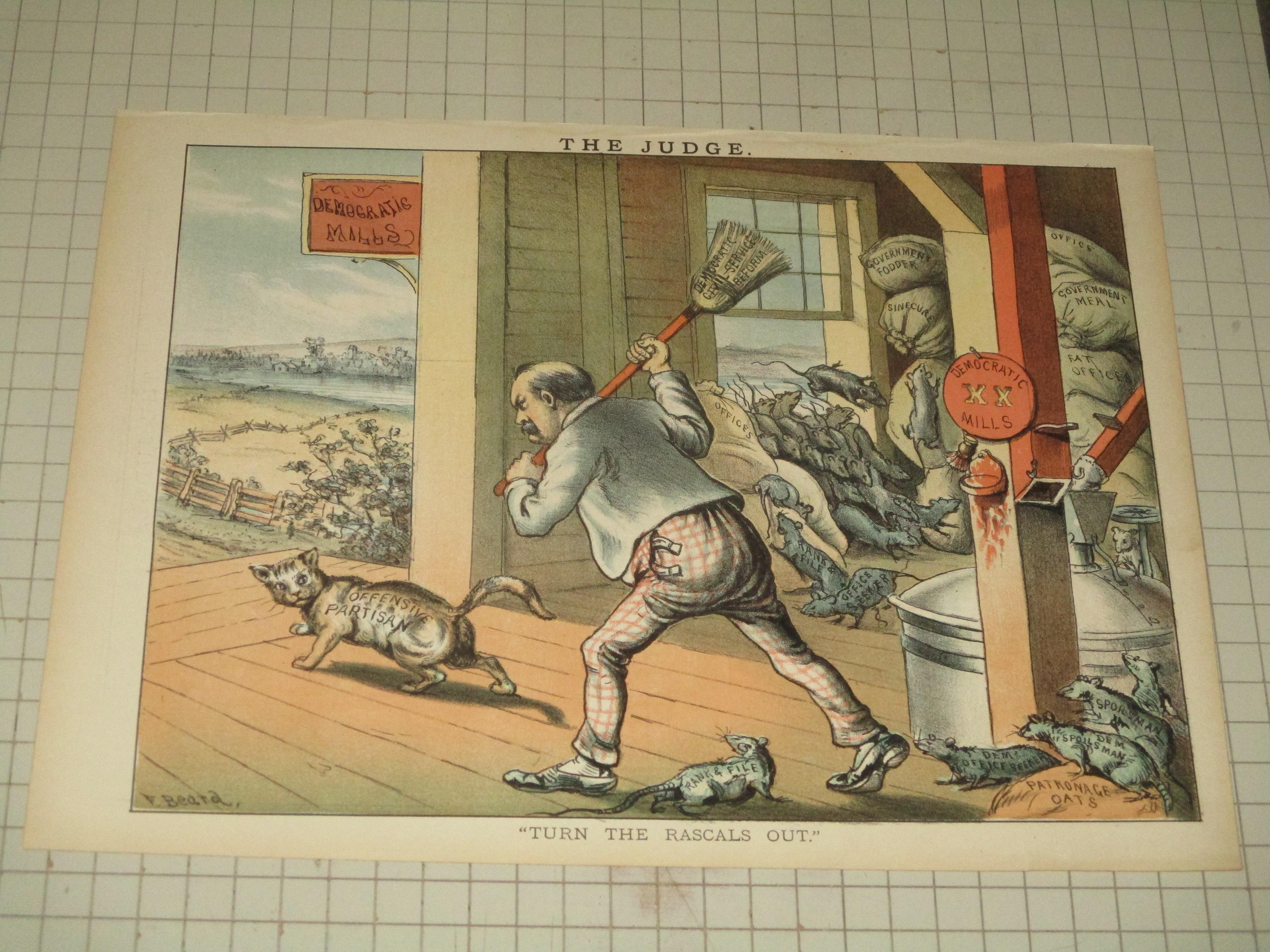 1882 The Judge Lithograph of "Turn The Rascals Out" - Democratic Mills ...