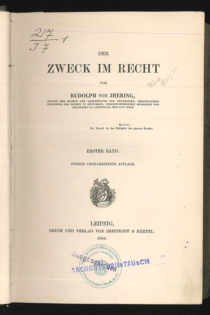 der zweck im recht von jhering - ZVAB