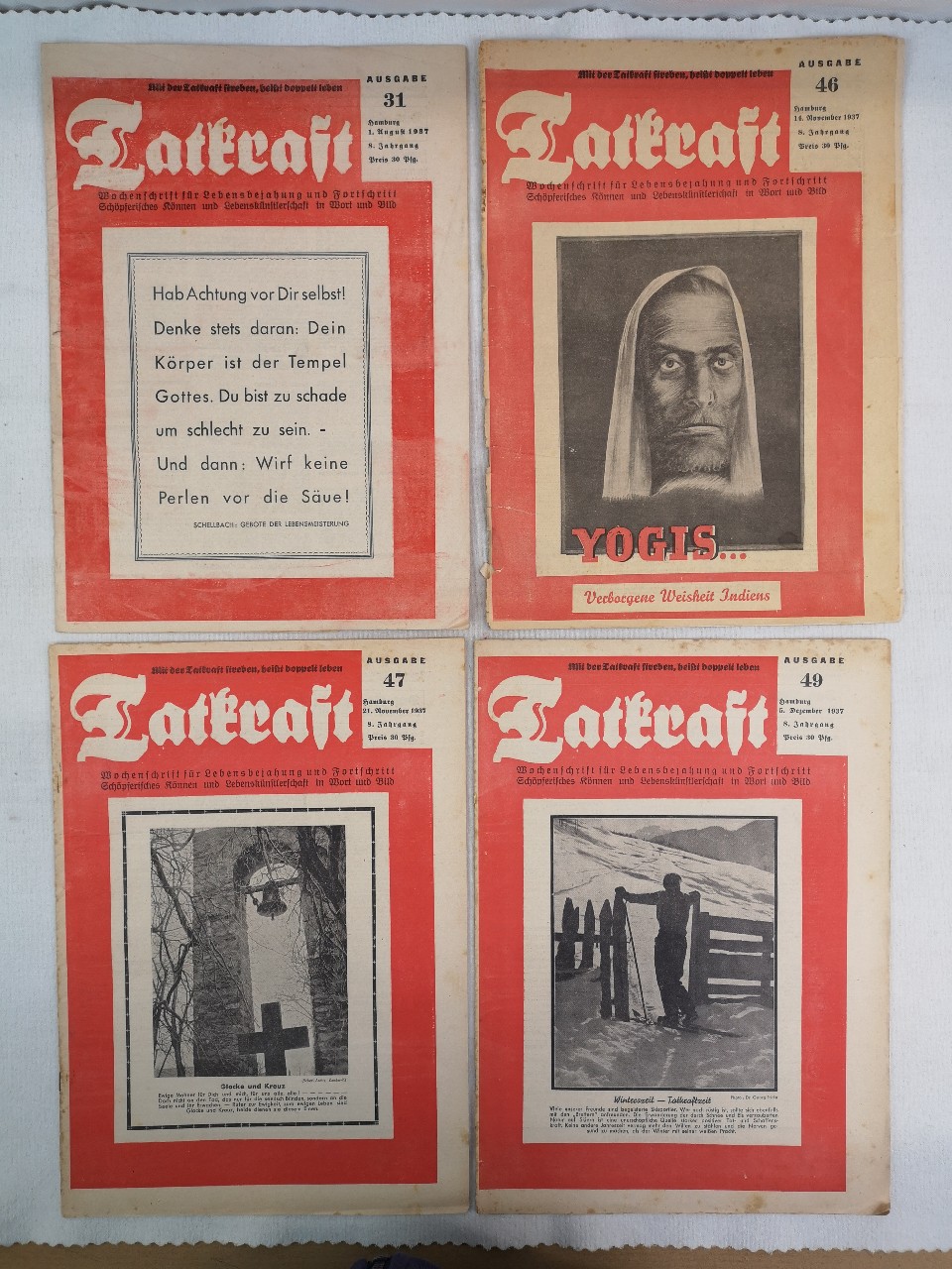 Tatkraft. 1937. Konvolut (4 Hefte): Heft 31, Heft 46, 47 und 49 ...
