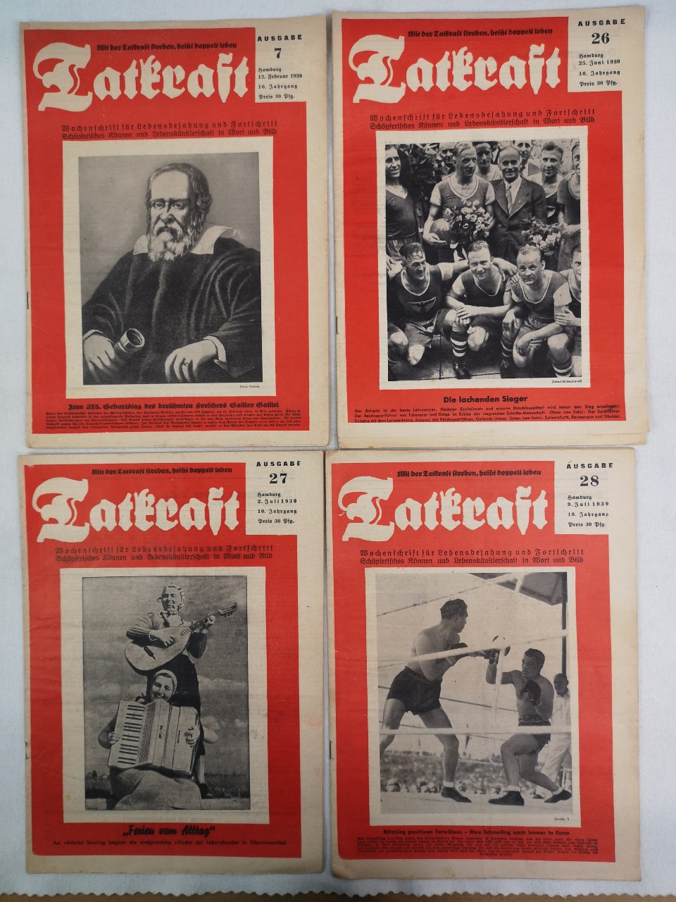 Tatkraft. 1939. Konvolut (4 Hefte): Heft 7, Heft 26, 27 und 28 ...