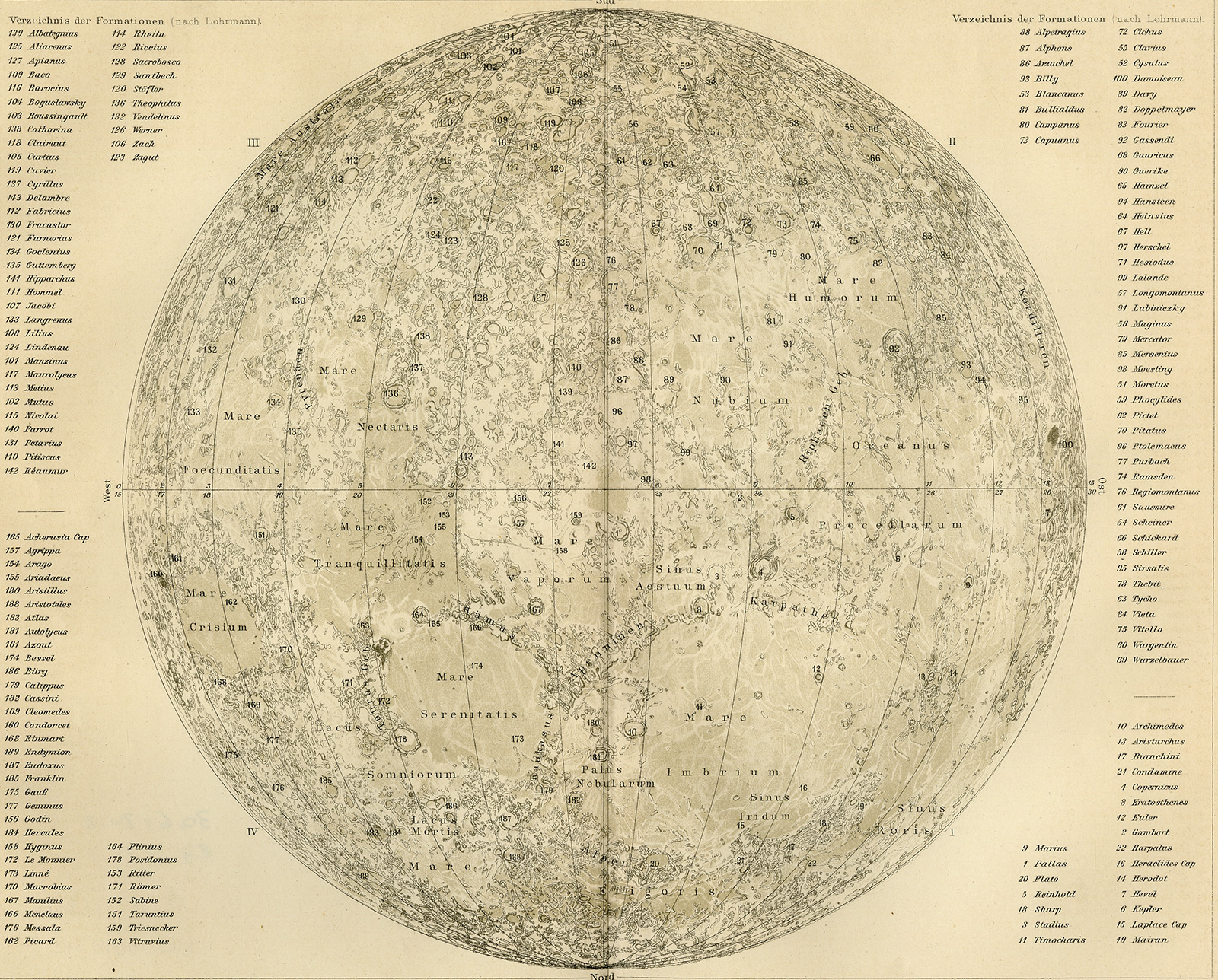 Antique Map-MOON-LUNAR MAP-Meyers-1895: (1895) Kunst / Grafik / Poster ...