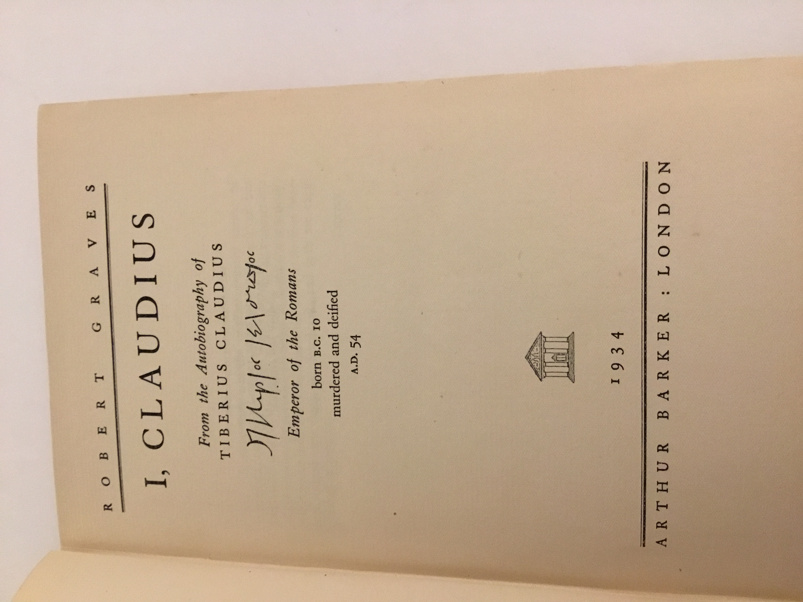 I, Claudius by Robert Graves: Good Hardcover (1934) 1st Edition | Chris ...