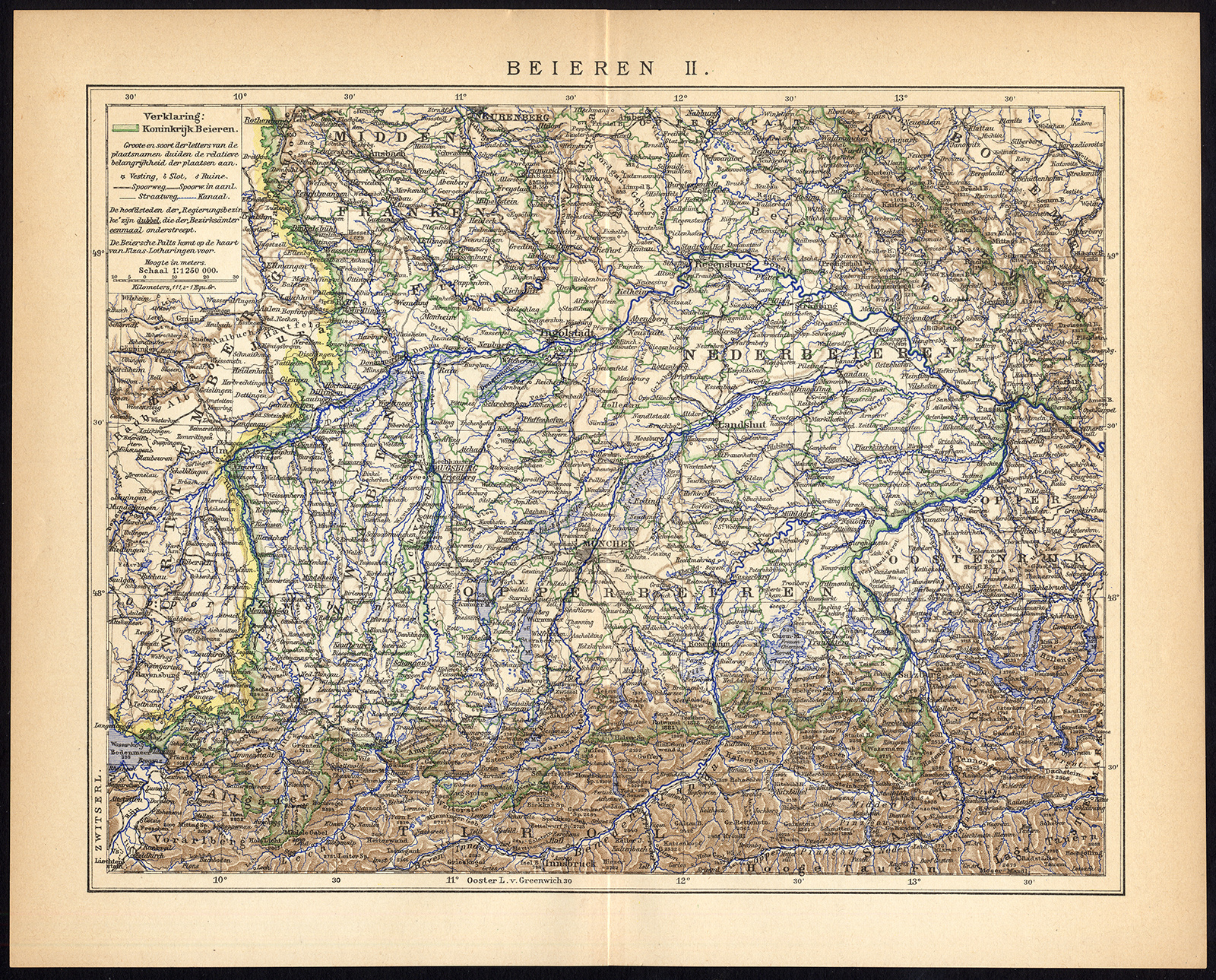 Antique Map-BAVARIA-BAYERN-GERMANY-MUNCHEN-REGENSBURG-INGOLSTADT ...