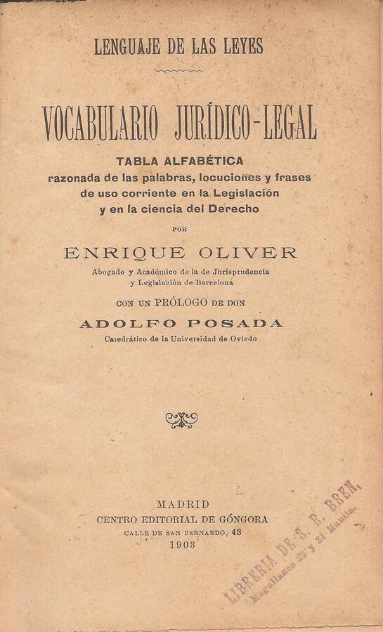Vocabulario Juridico-Legal Tabla alfabetica razonada de las palabras ... Vocabulario Juridico-Legal Tabla alfabetica razonada de las palabras ...