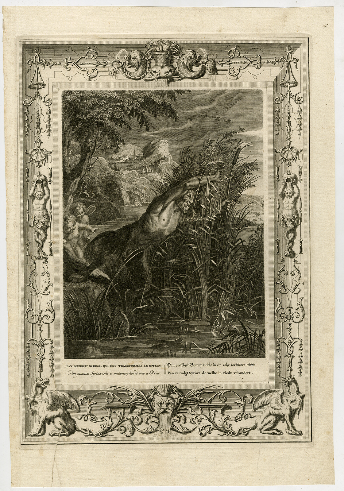Antique Mythology Print-PAN-SYRINX-OVID-Picart-1733: (1733) Art / Print ...