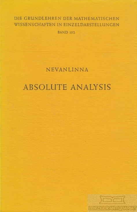 Absolute Analysis by Nevanlinna, Rolf:: Gut (1959) | Leipziger Antiquariat Absolute Analysis by Nevanlinna, Rolf:: Gut (1959) | Leipziger Antiquariat
