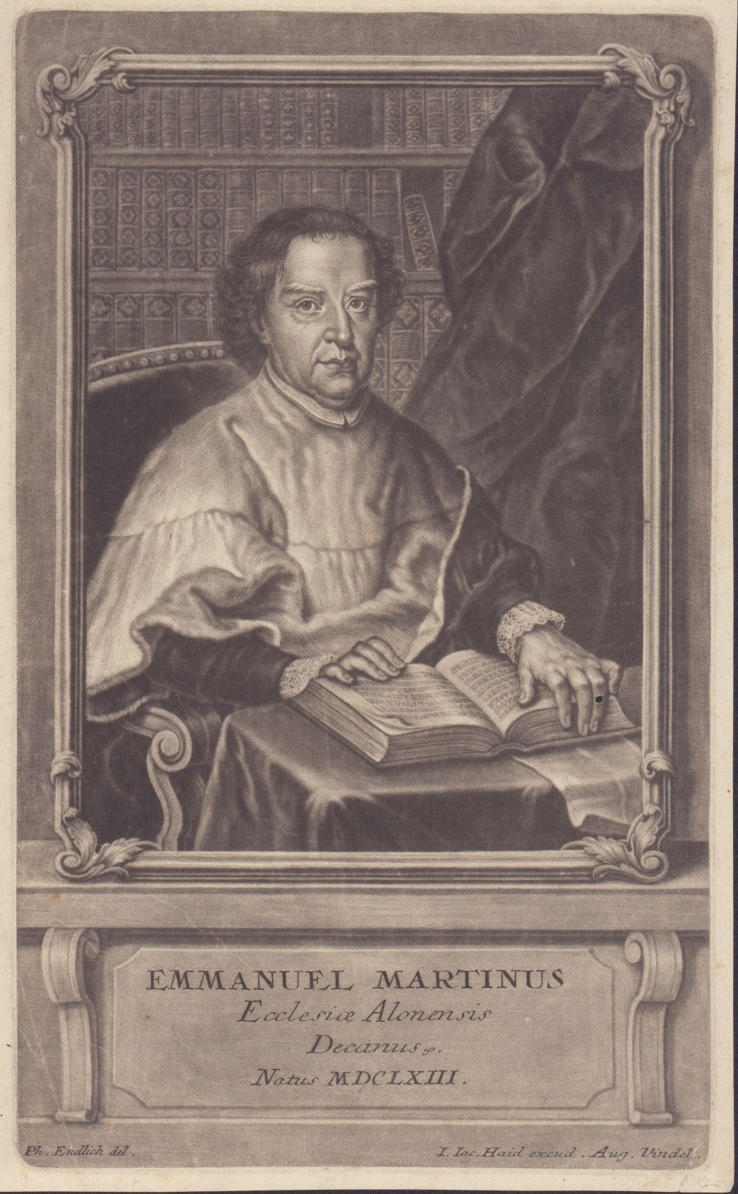 Emmanuel Martinus. Ecclesia Alonensis Decanus Natus MDCLXIII. - by Haid ...