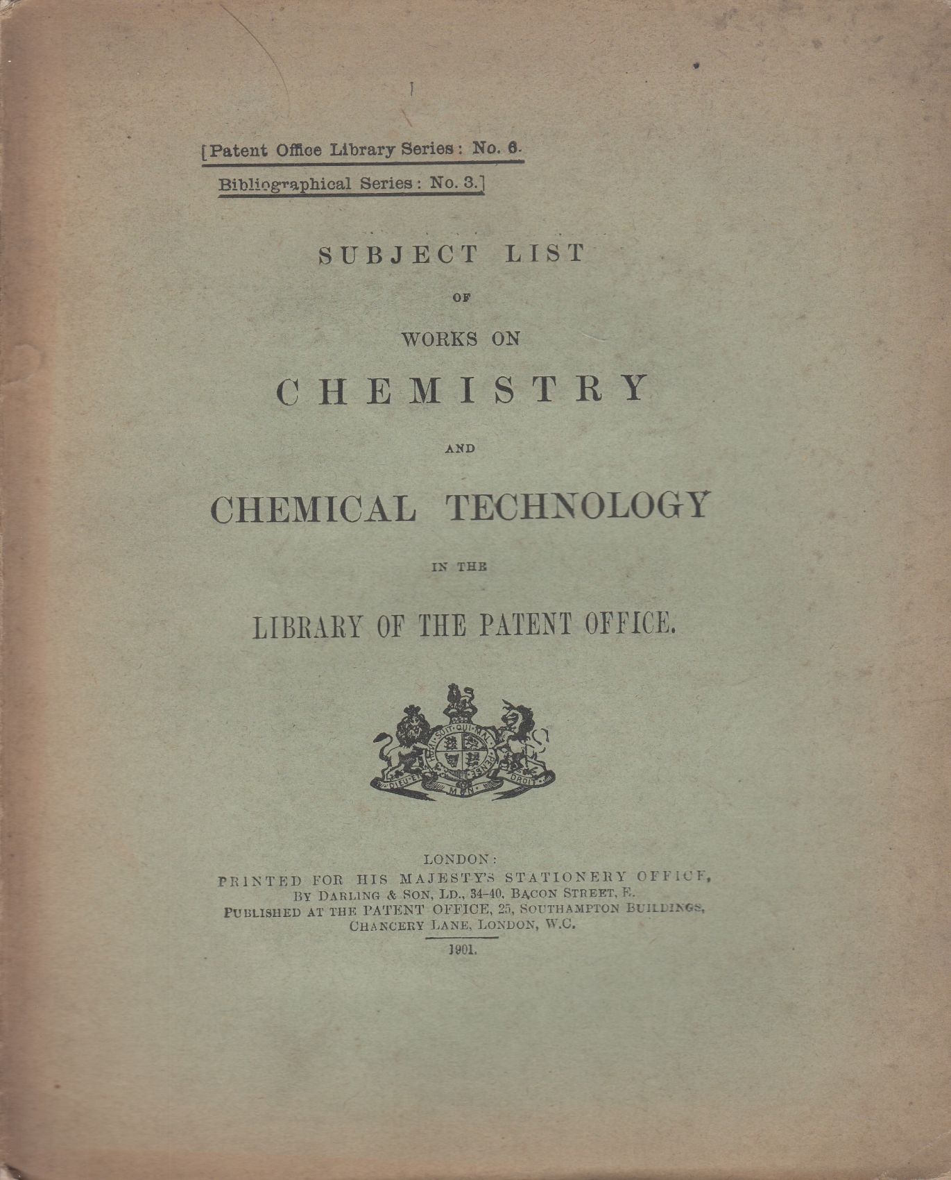 Subject List of Works on Chemistry and Chemical Technology in the ...