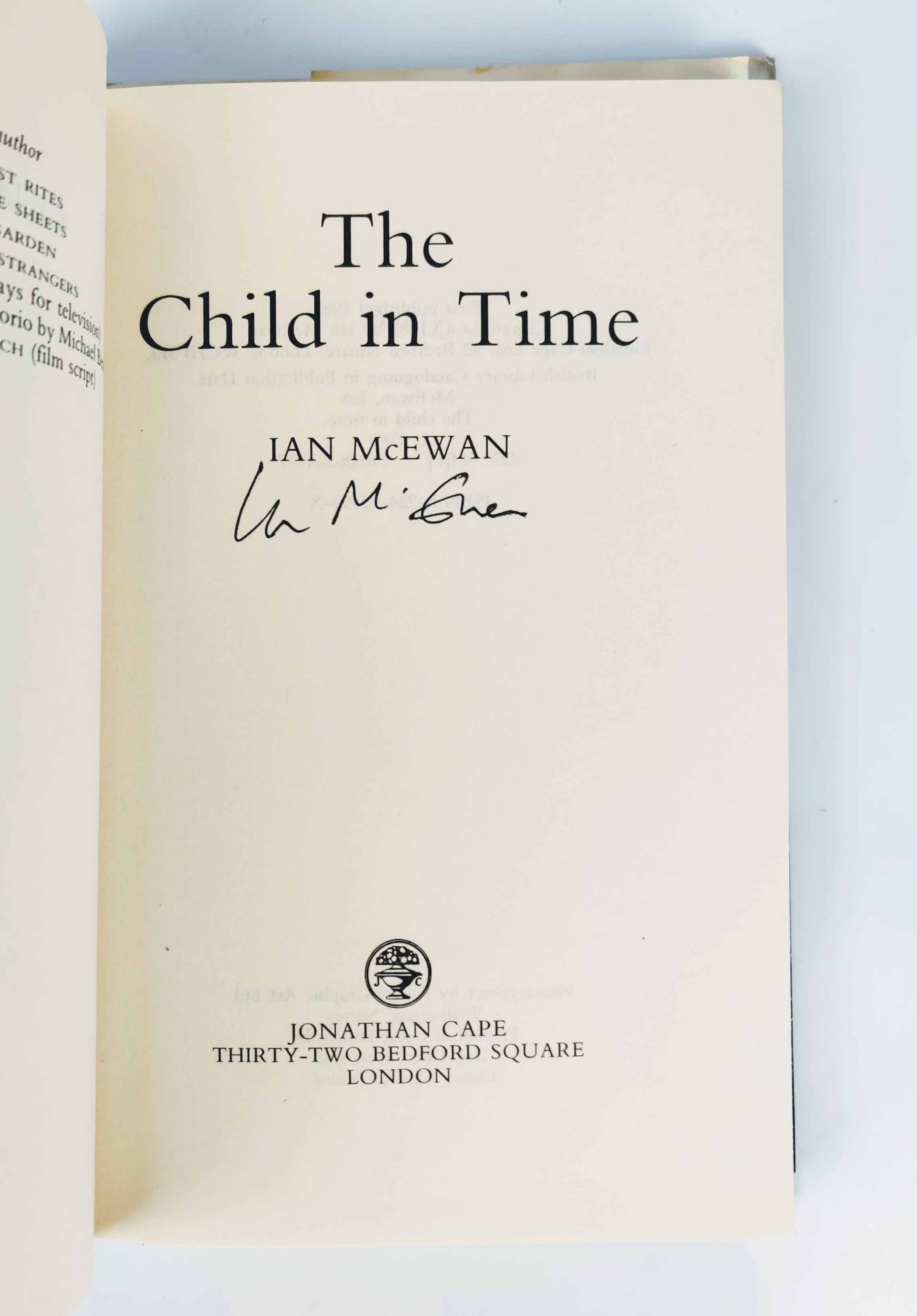 The Child in Time by McEwan, Ian: Fine Hardcover (1987) 1st Edition ...